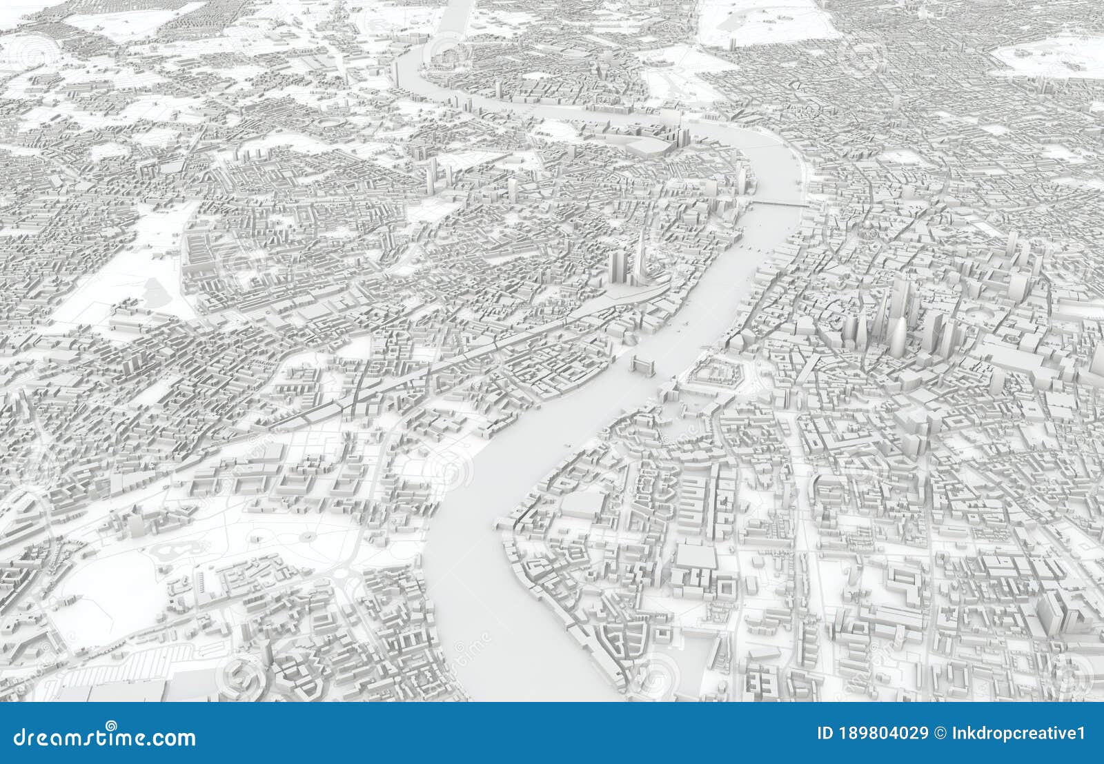 London City Map 3D Rendering. Aerial Satellite View Stock Illustration ...