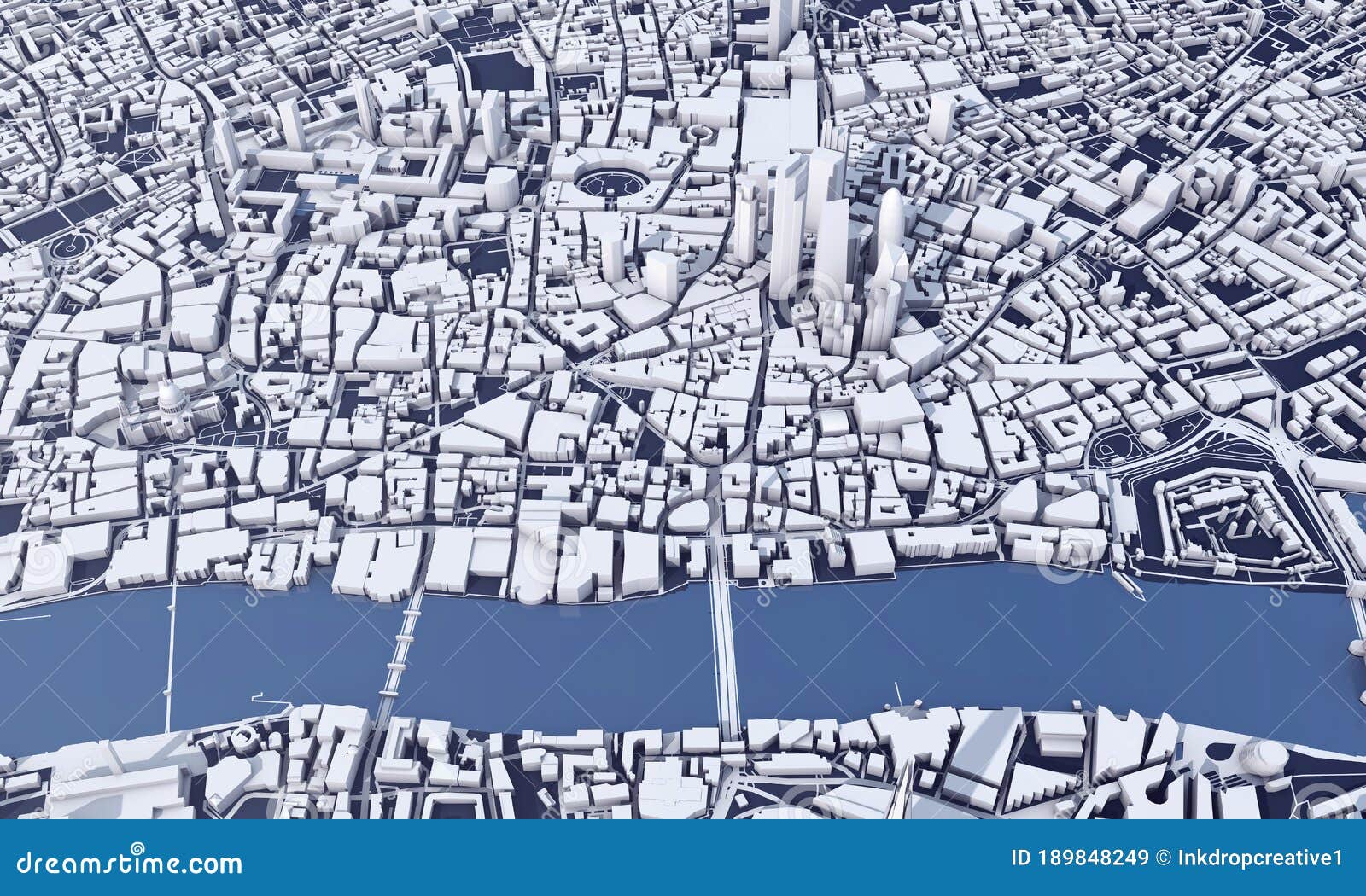 London City Map 3D Rendering. Aerial Satellite View Stock Illustration ...
