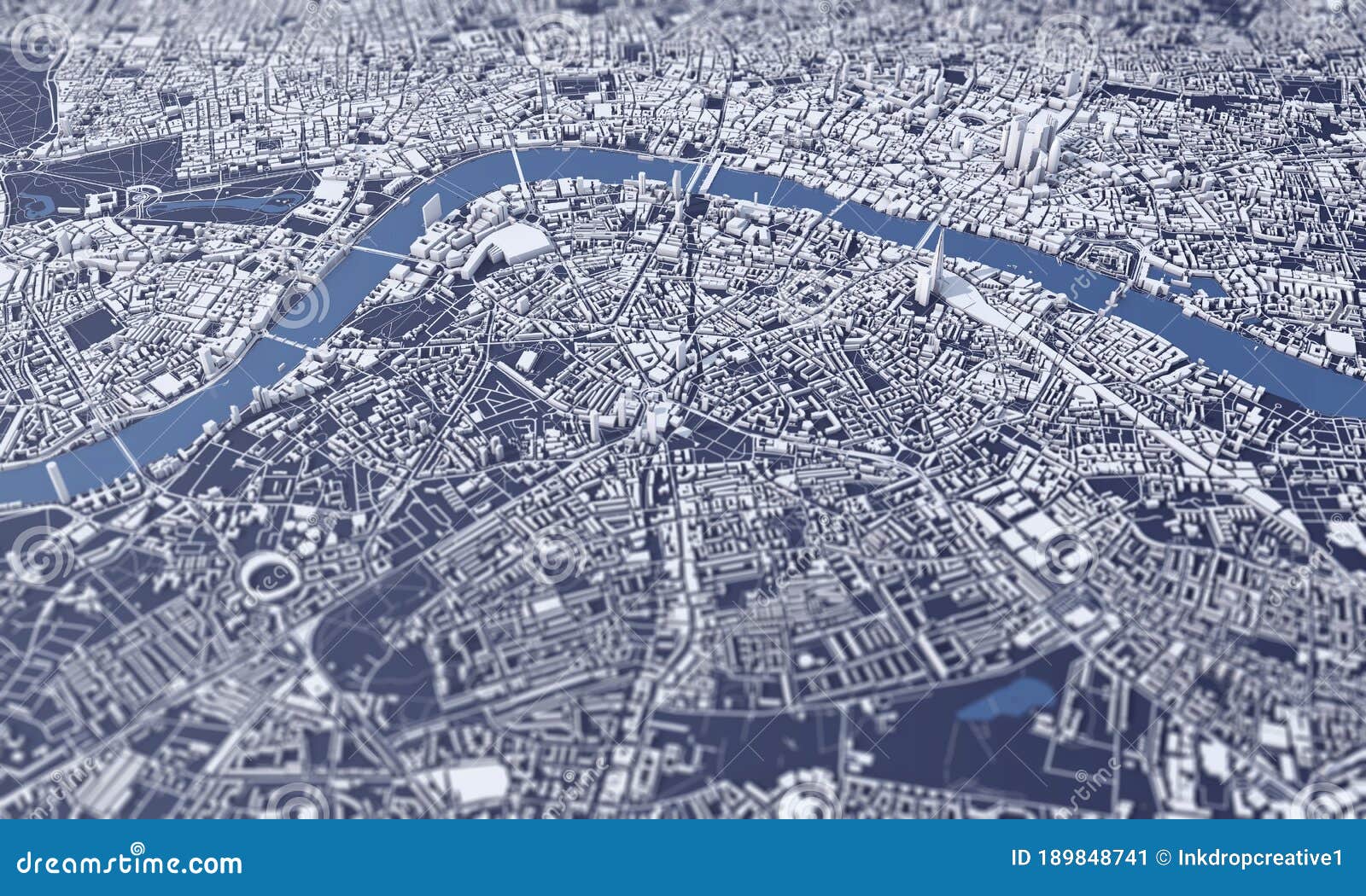 London City Map 3D Rendering. Aerial Satellite View Stock Illustration ...