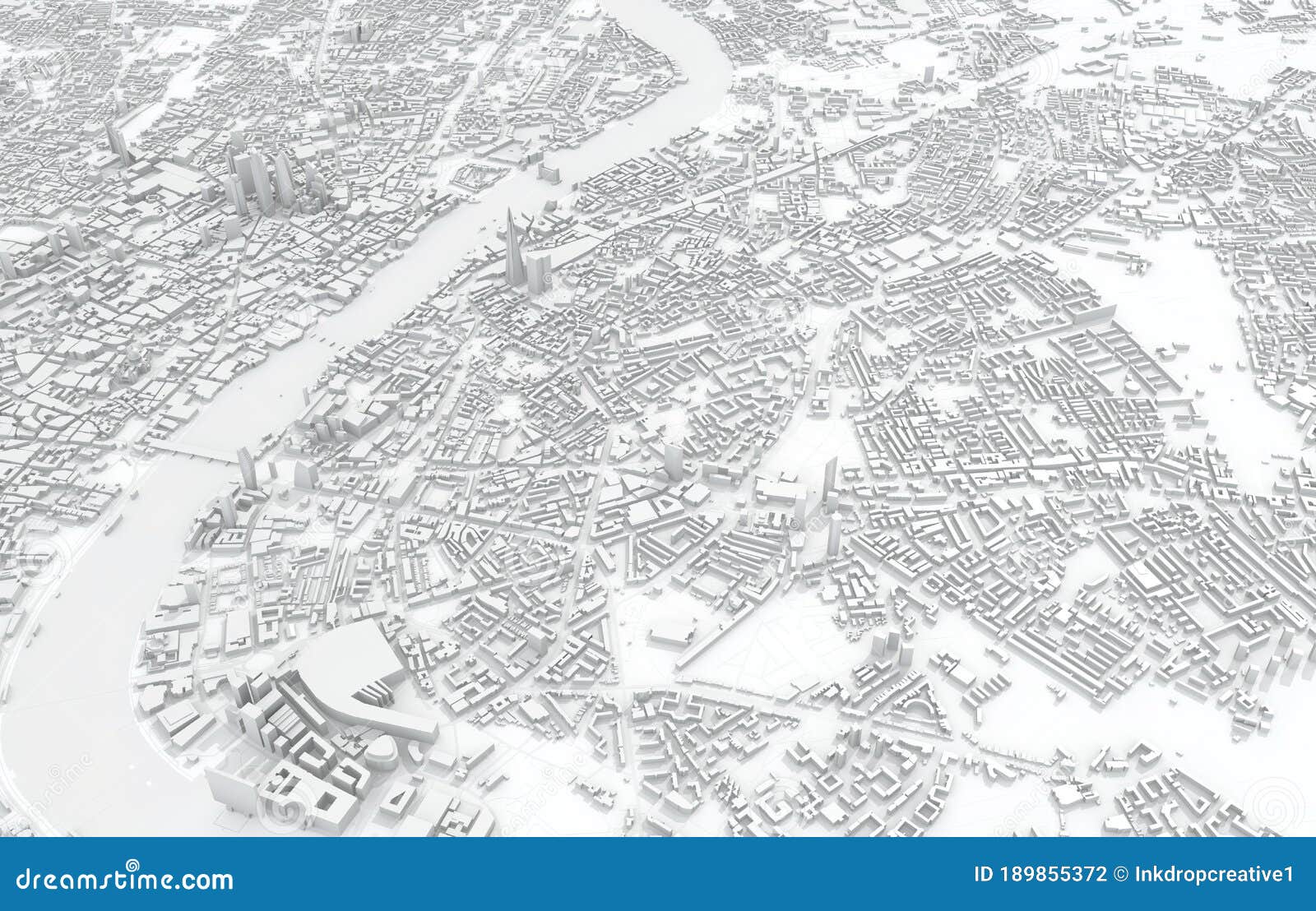 London City Map 3D Rendering. Aerial Satellite View Stock Illustration ...