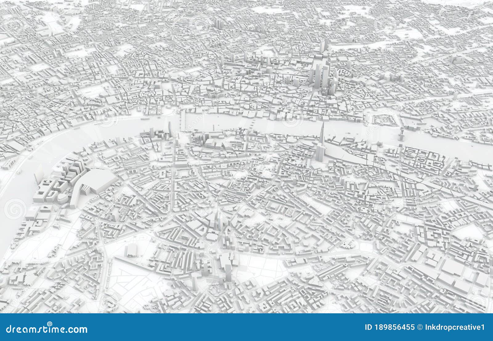 London City Map 3D Rendering. Aerial Satellite View Stock Illustration ...