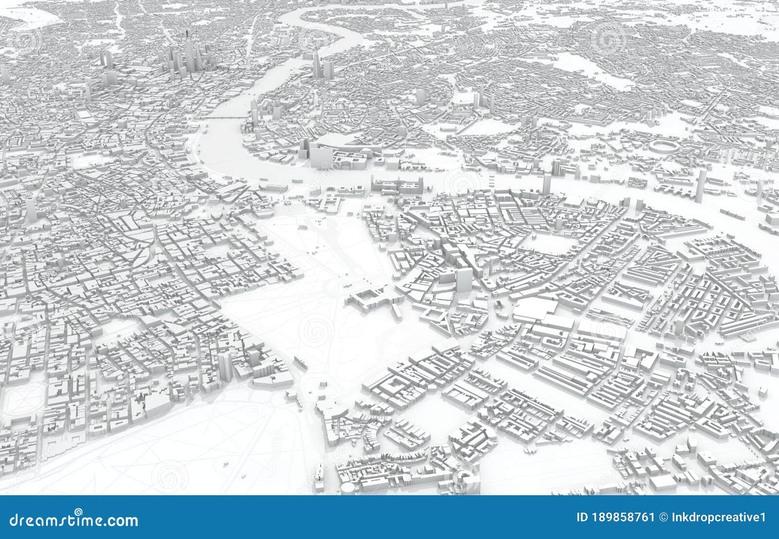 London City Map 3D Rendering. Aerial Satellite View Stock Illustration ...