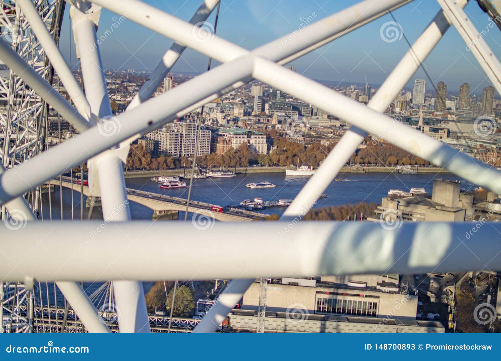 The London City and Skyline Shot from London Eye Structure and River ...