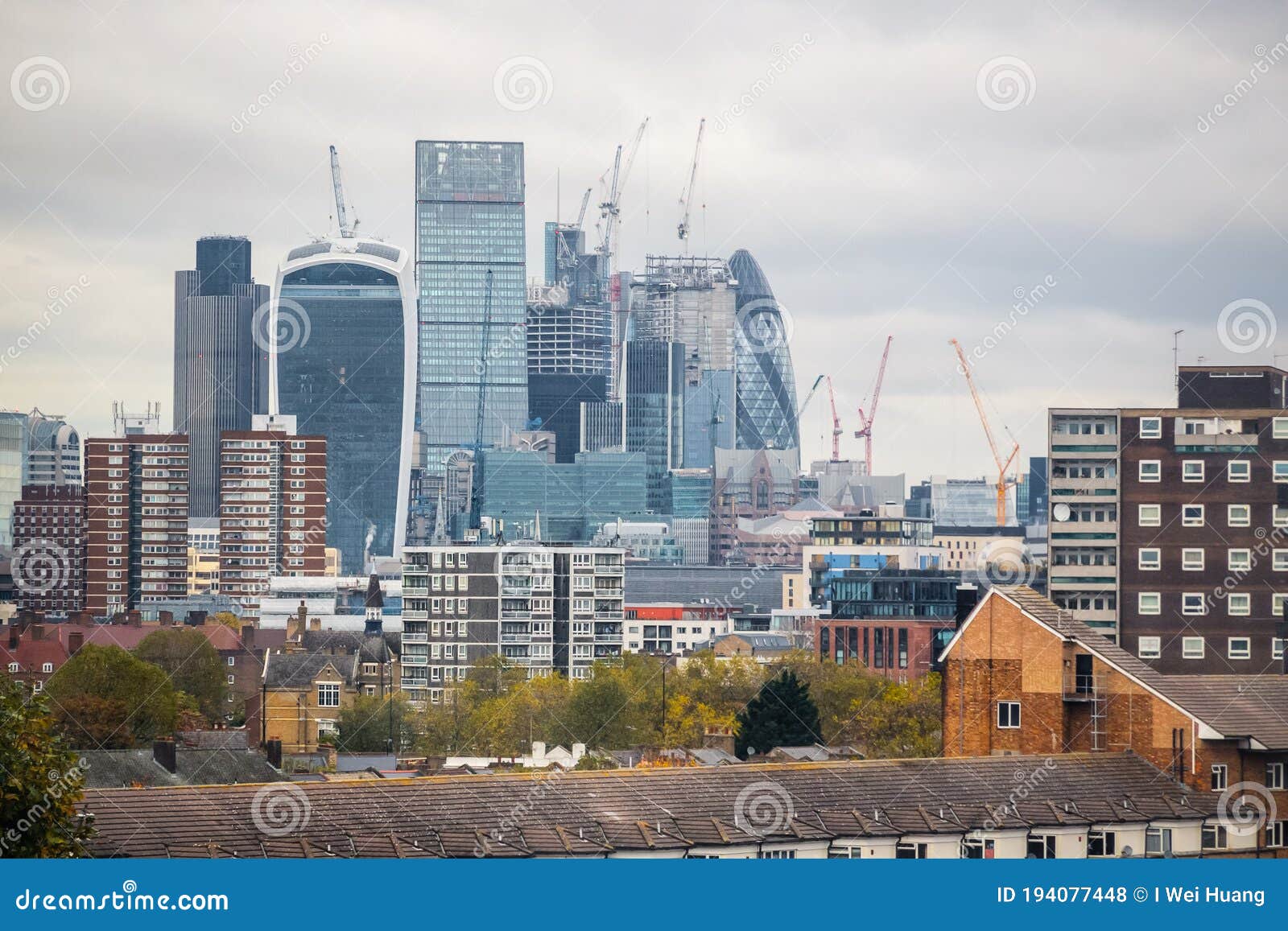 London Cityscape in an Overcast Day Stock Photo - Image of district ...