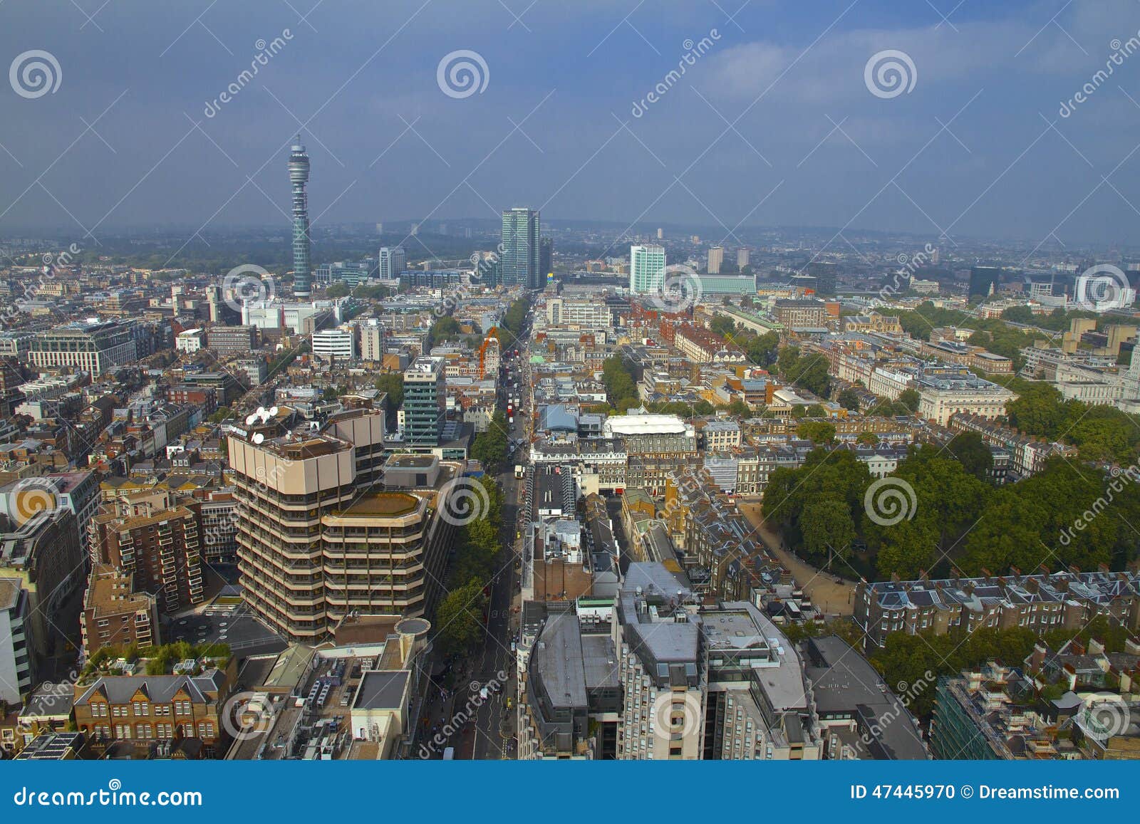 London Cityscape Towards BT Tower Stock Photo - Image of architecture ...