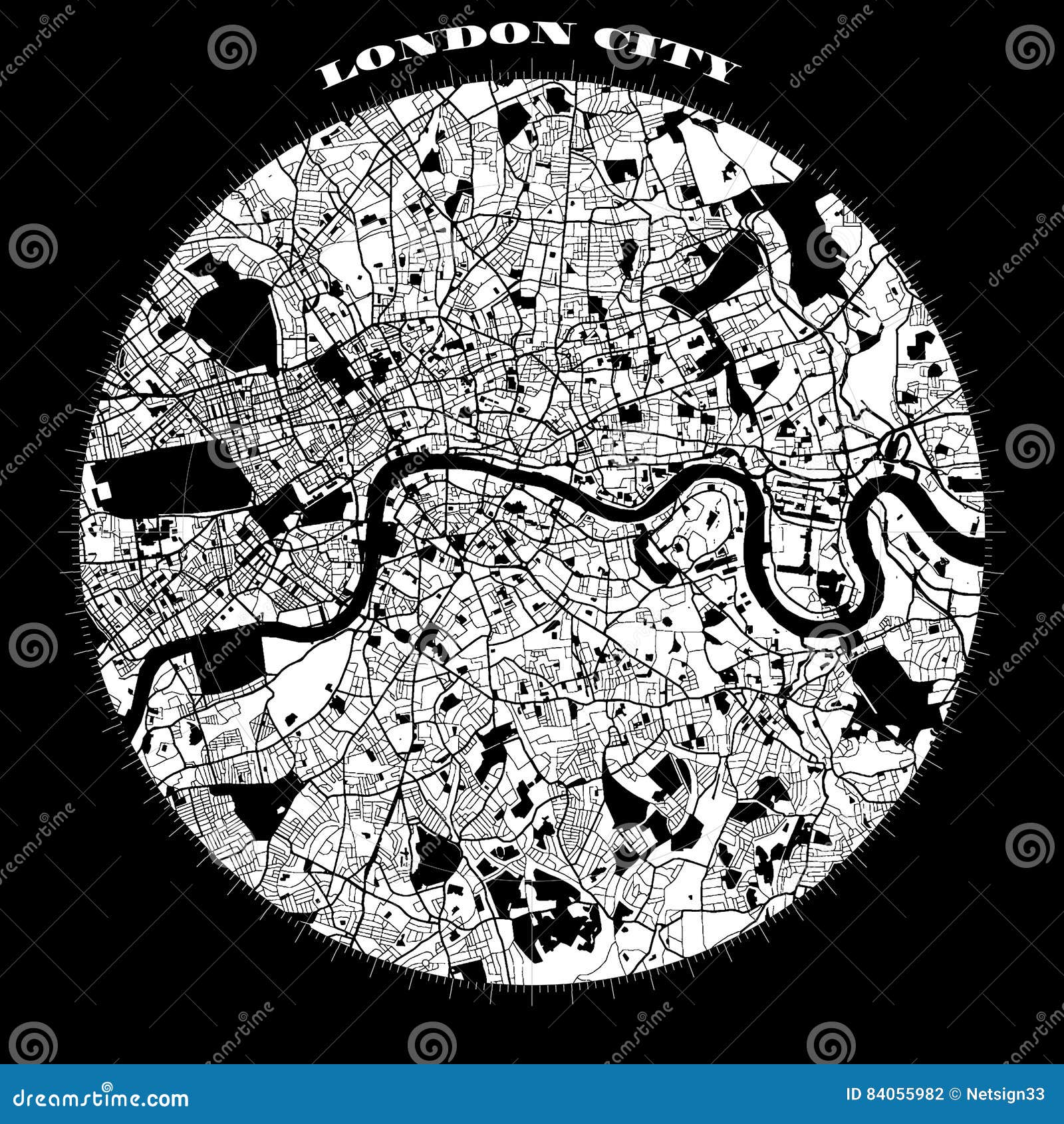 London Compass Design Map Artprint Stock Vector Illustration Of Navigation District 84055982