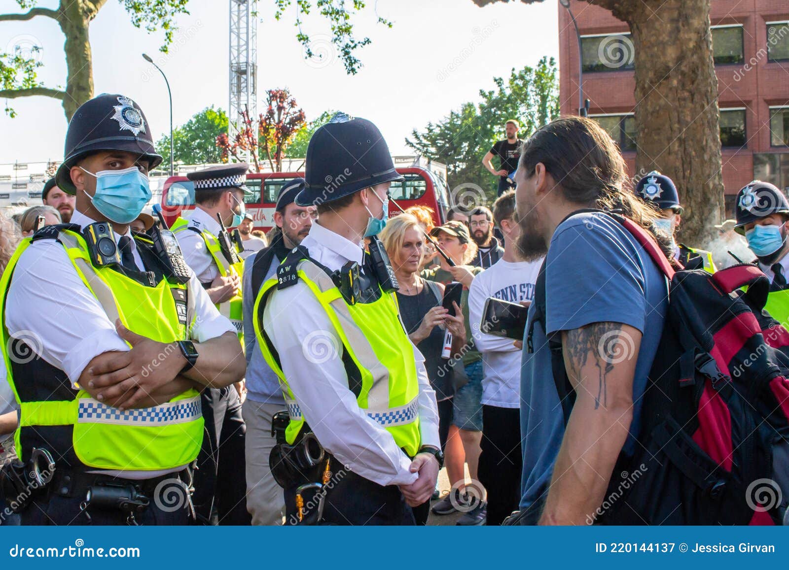 LONDON, ENGLAND- 29 May 2021: Protesters at a Unite for Freedom Anti ...