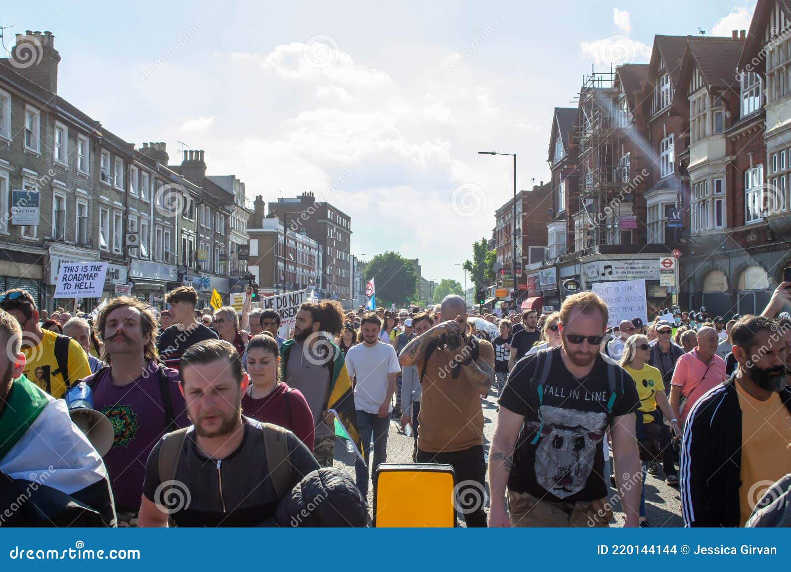 LONDON, ENGLAND- 29 May 2021: Protesters at a Unite for Freedom Anti ...