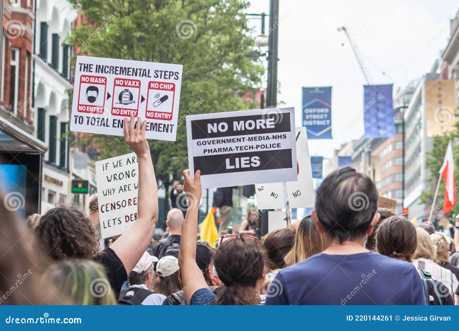 LONDON, ENGLAND- 29 May 2021: Protesters at a Unite for Freedom Anti ...