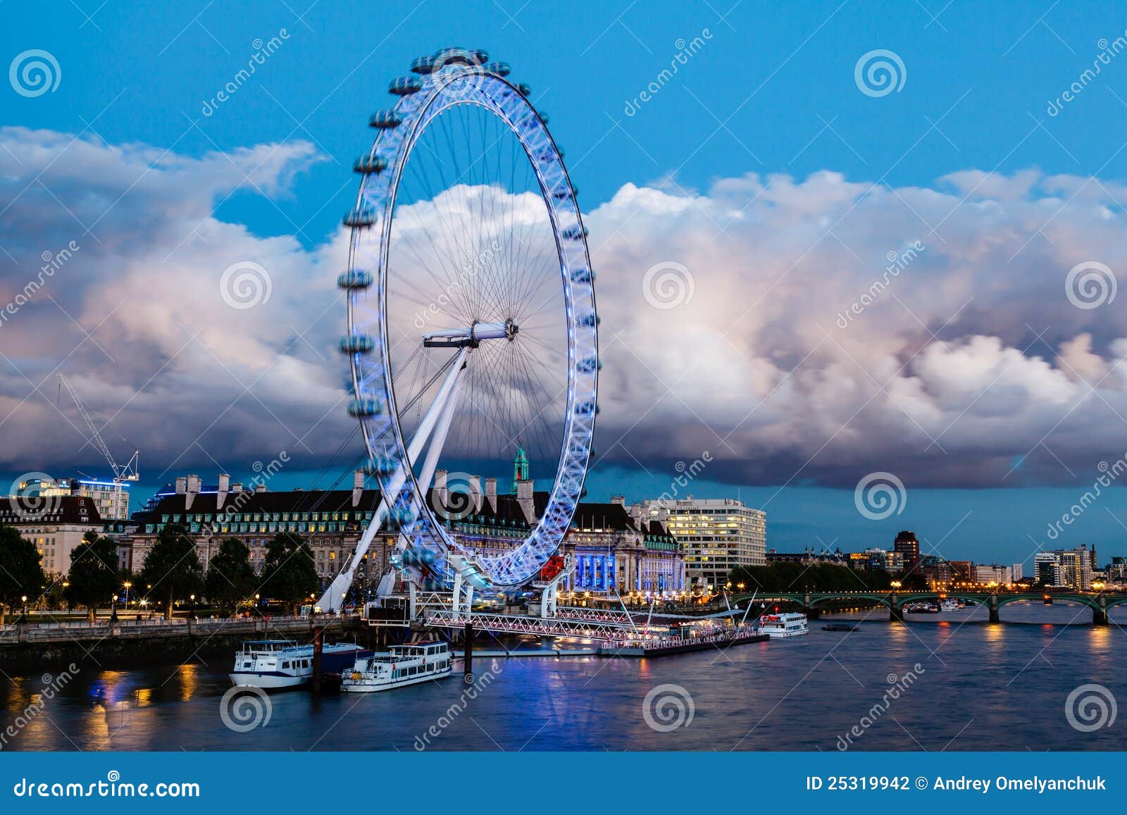 London Eye and Huge Cloud on London Cityscape Editorial Photography ...