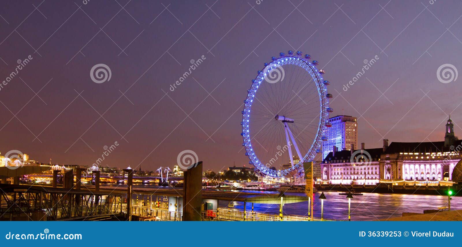 London Eye Panoramic Night View Editorial Stock Photo - Image of ...