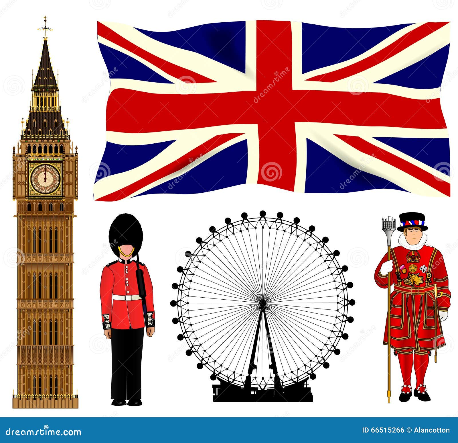 London Icons stock vector. Illustration of soldier, night - 66515266