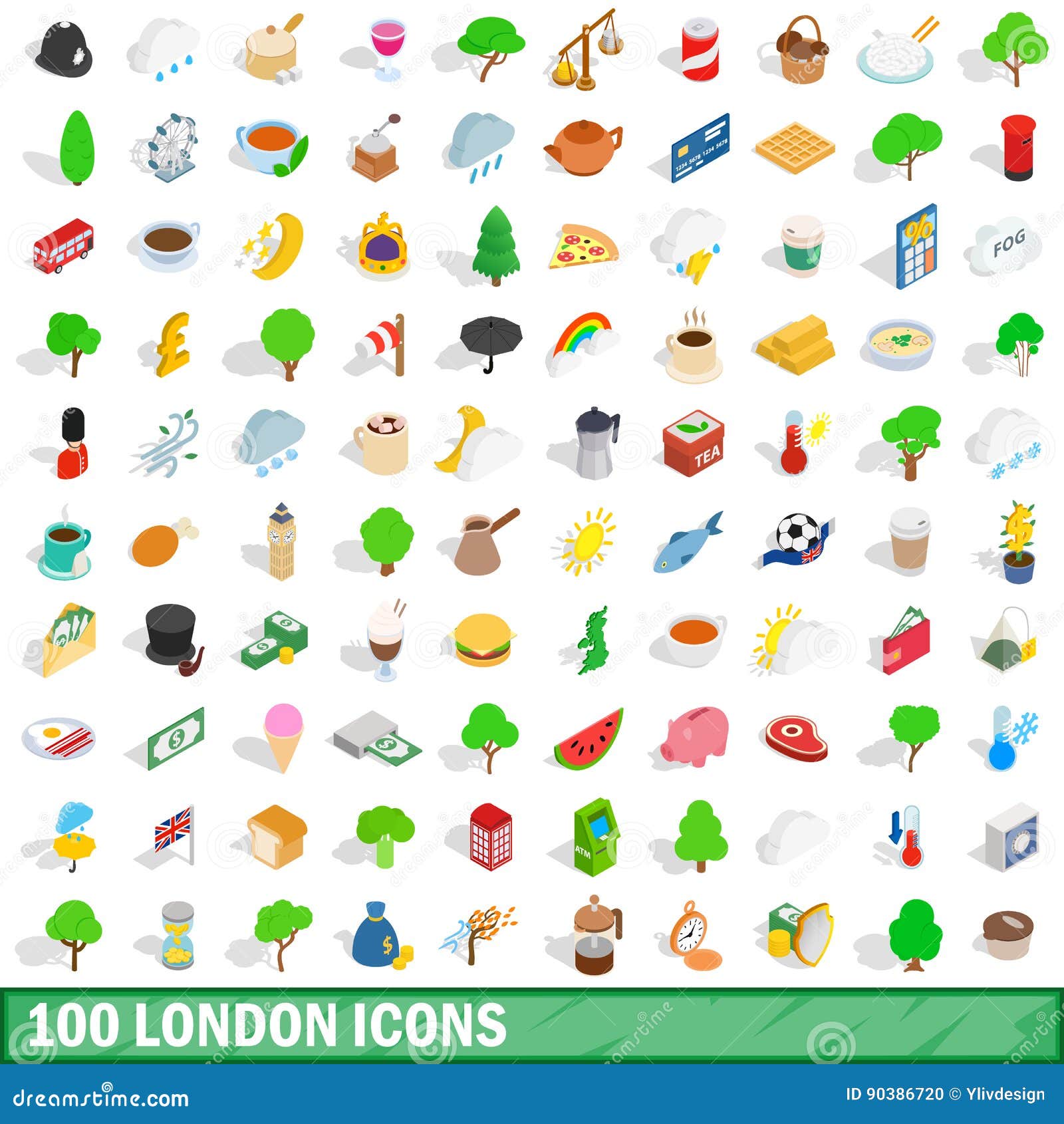100 London Icons Set, Isometric 3d Style Editorial Image - Illustration ...