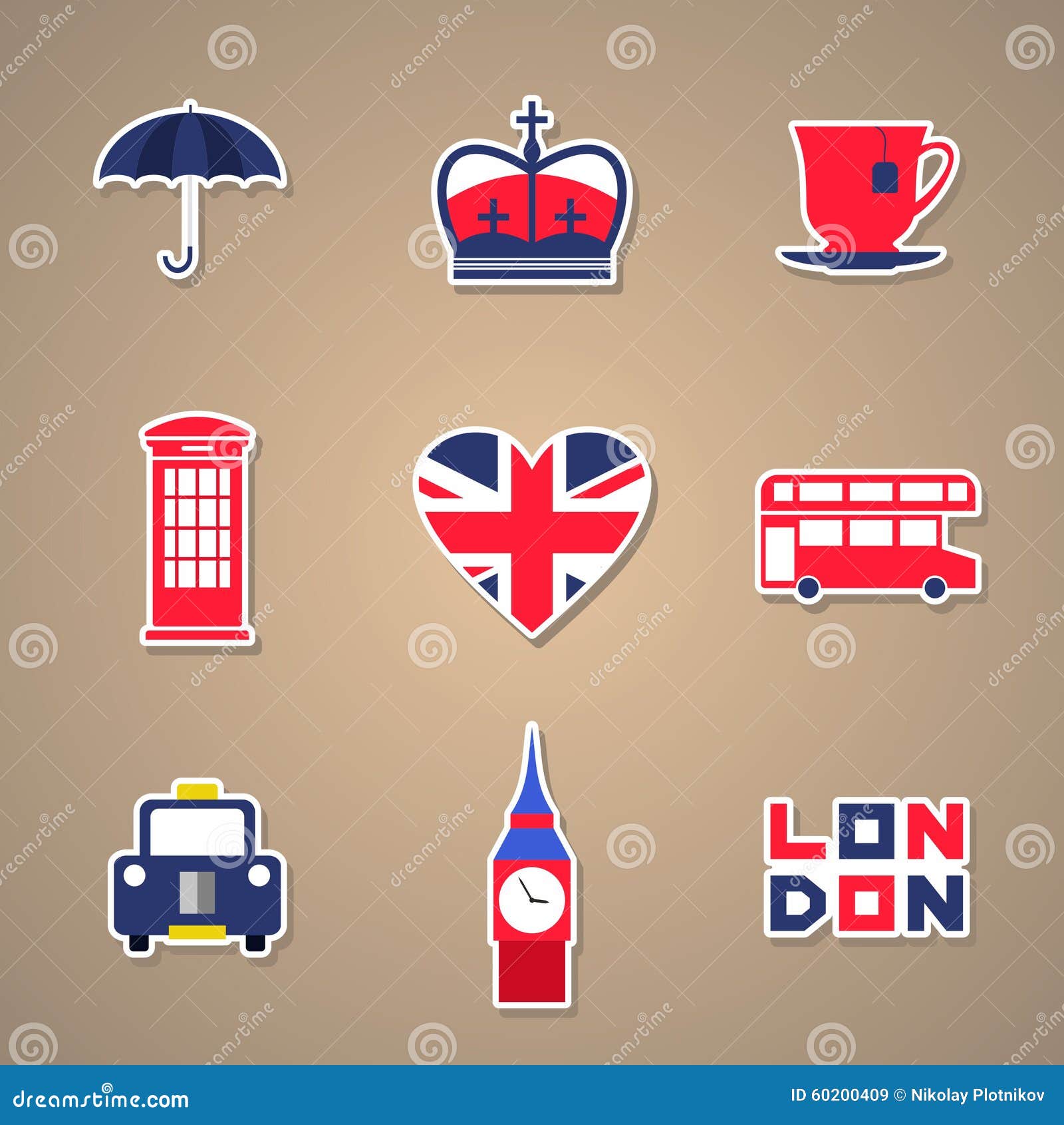 London Icons Set Stickers. Vector Illustration. Stock Vector ...