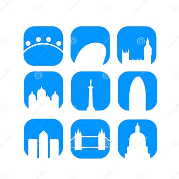 London Landmarks Icons Vector Stock Vector - Illustration of buttons ...