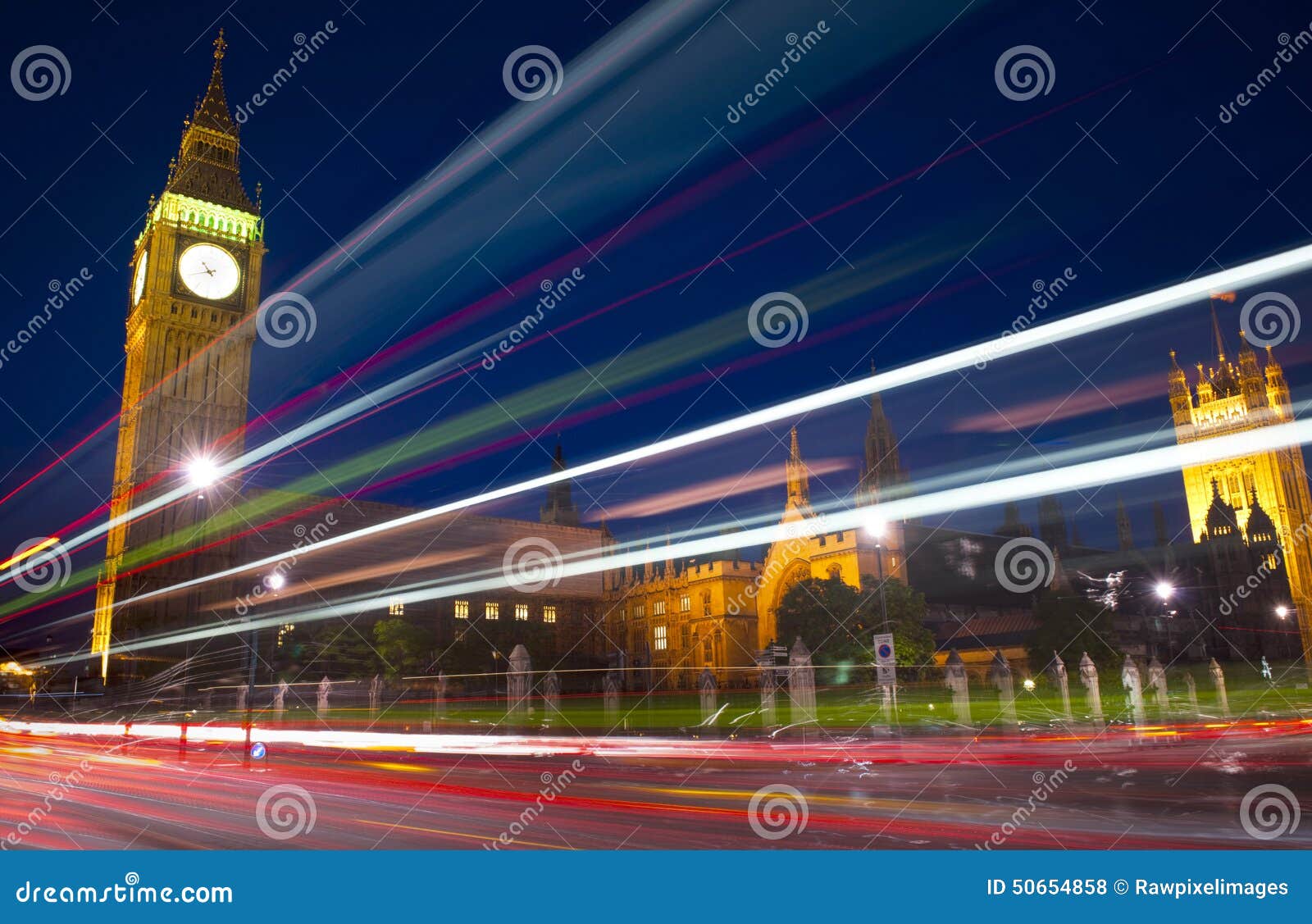 London Lights Traffic Night Light Concept Stock Photo - Image of houses ...