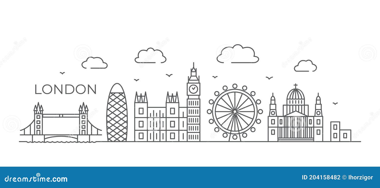 London Line Drawing London Illustration in Line Style on White ...