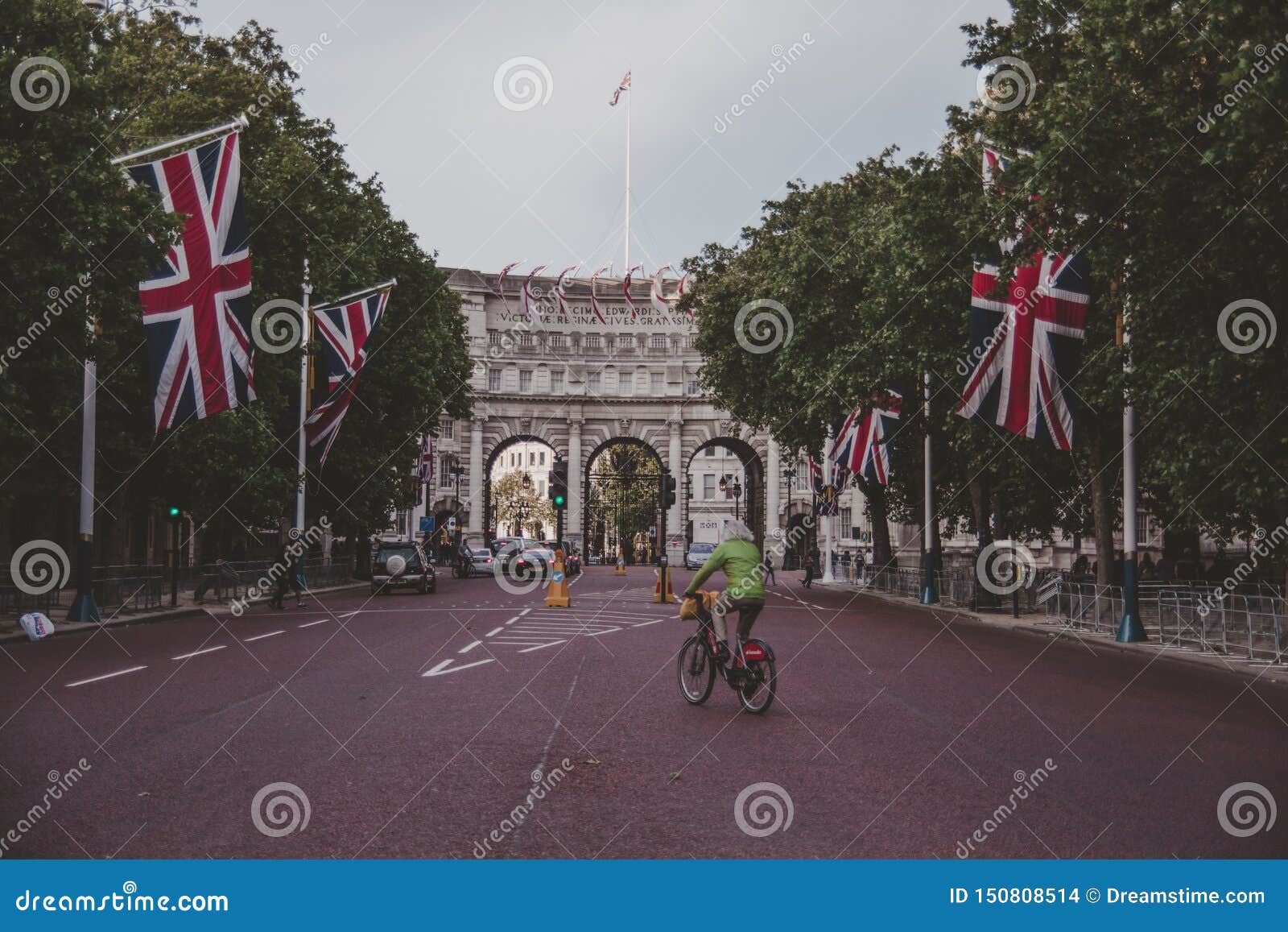 London Main Street with English Flags Editorial Stock Image - Image of ...
