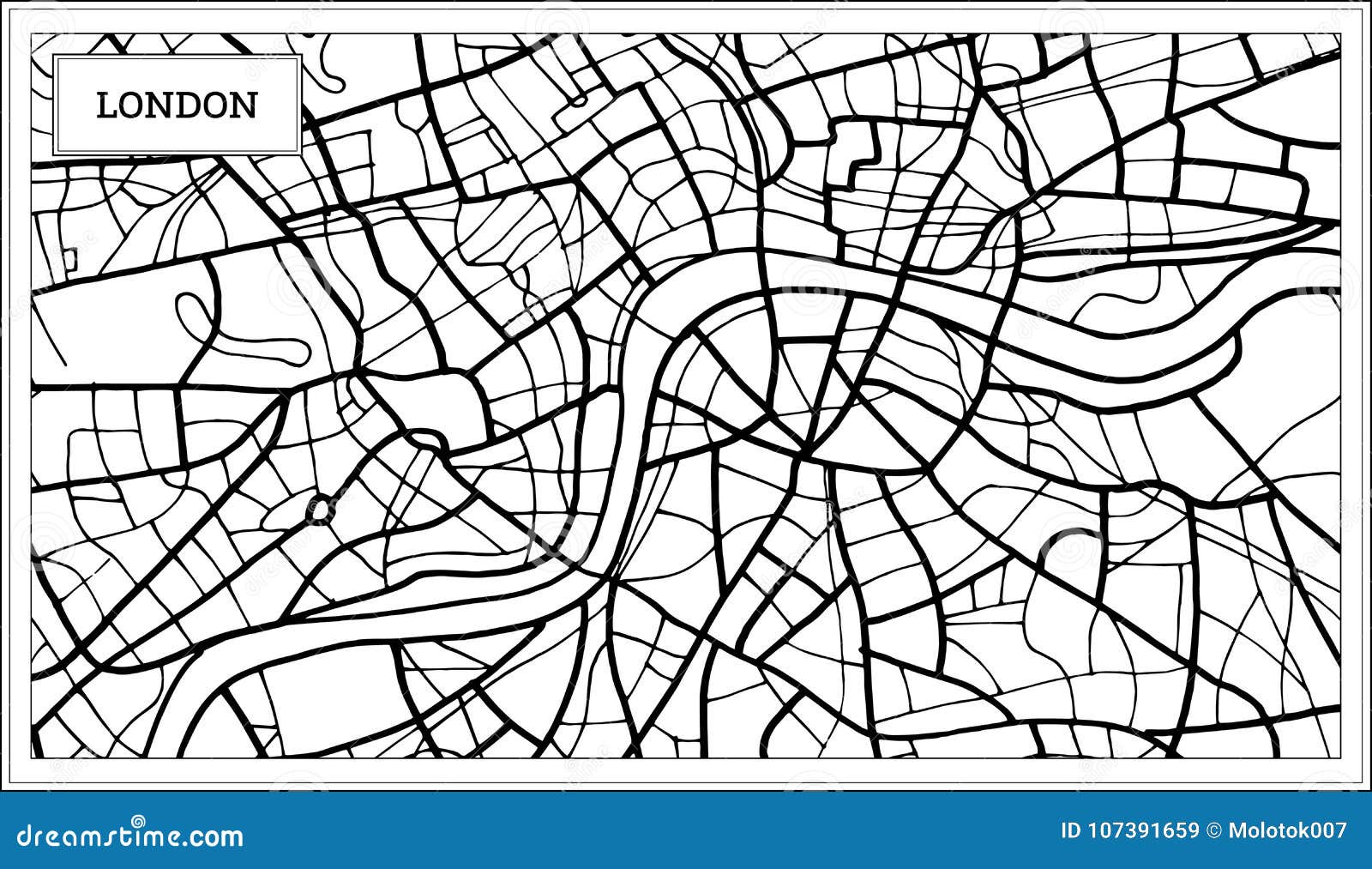 London Map in Black and White Color. Stock Vector - Illustration of ...