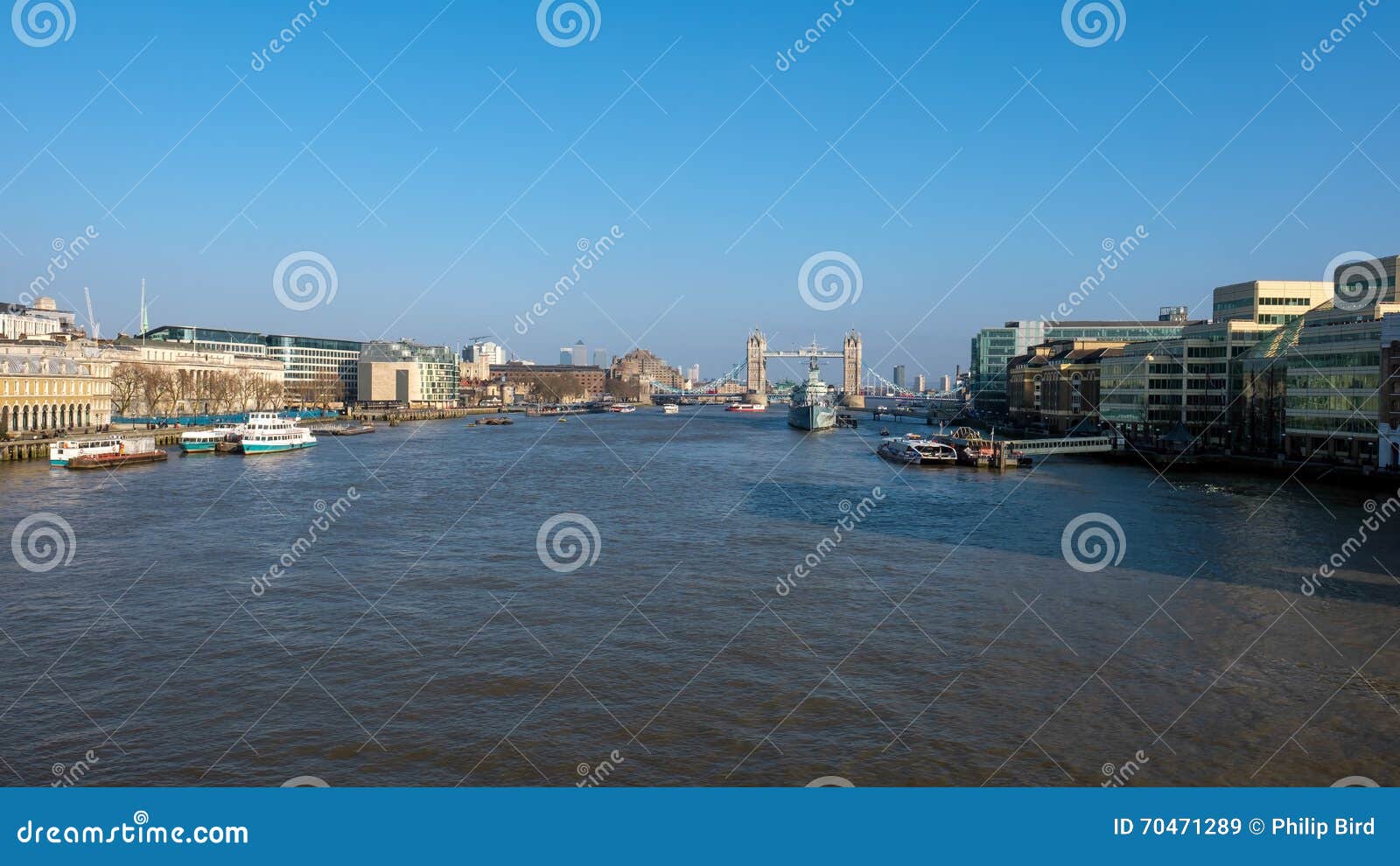 LONDON - MAR 13 : View Towards HMS Belfast and Tower Bridge in L ...