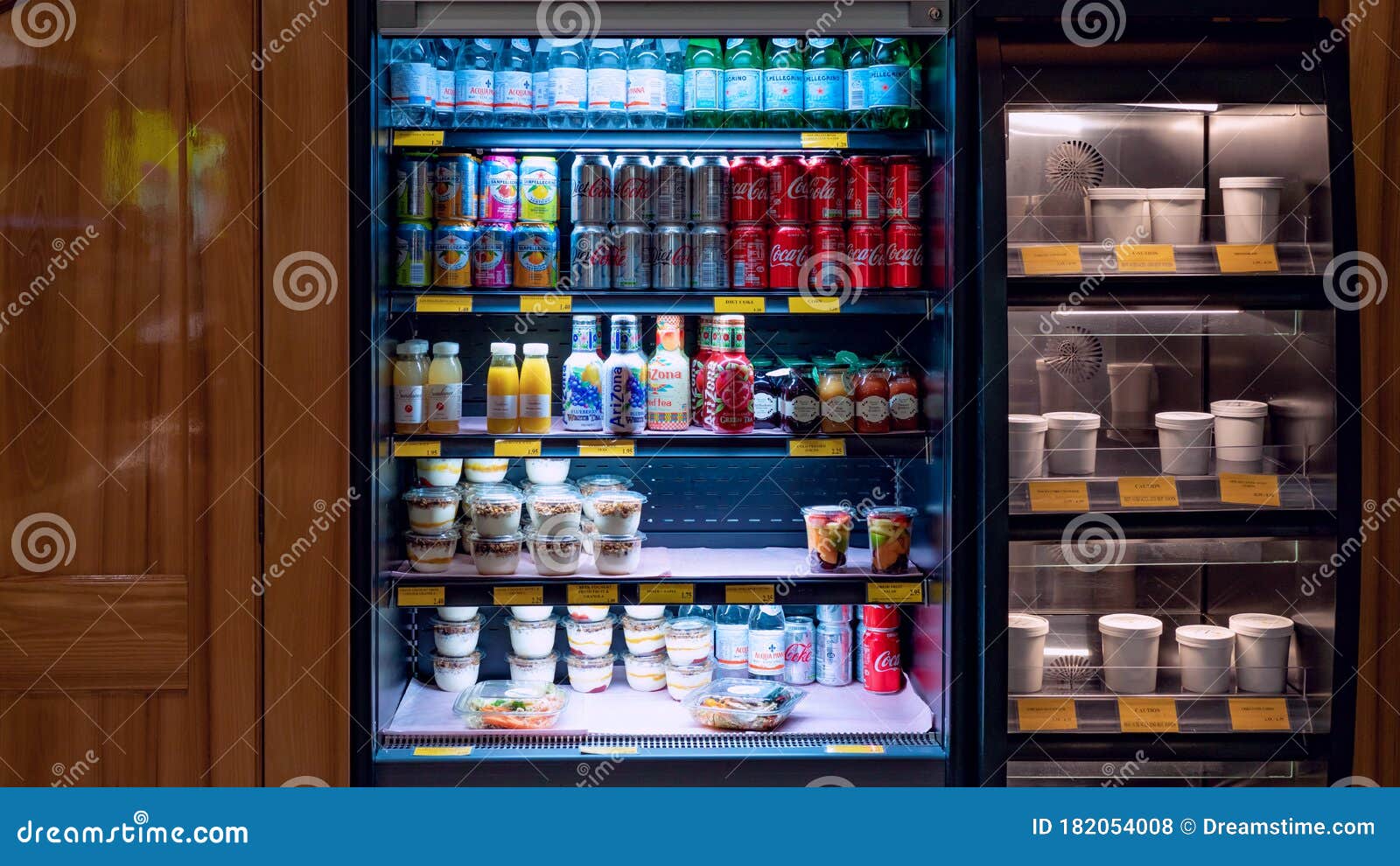 LONDON - MARCH 3, 2020: Drinks and Dairy Products in a Refrigerator ...
