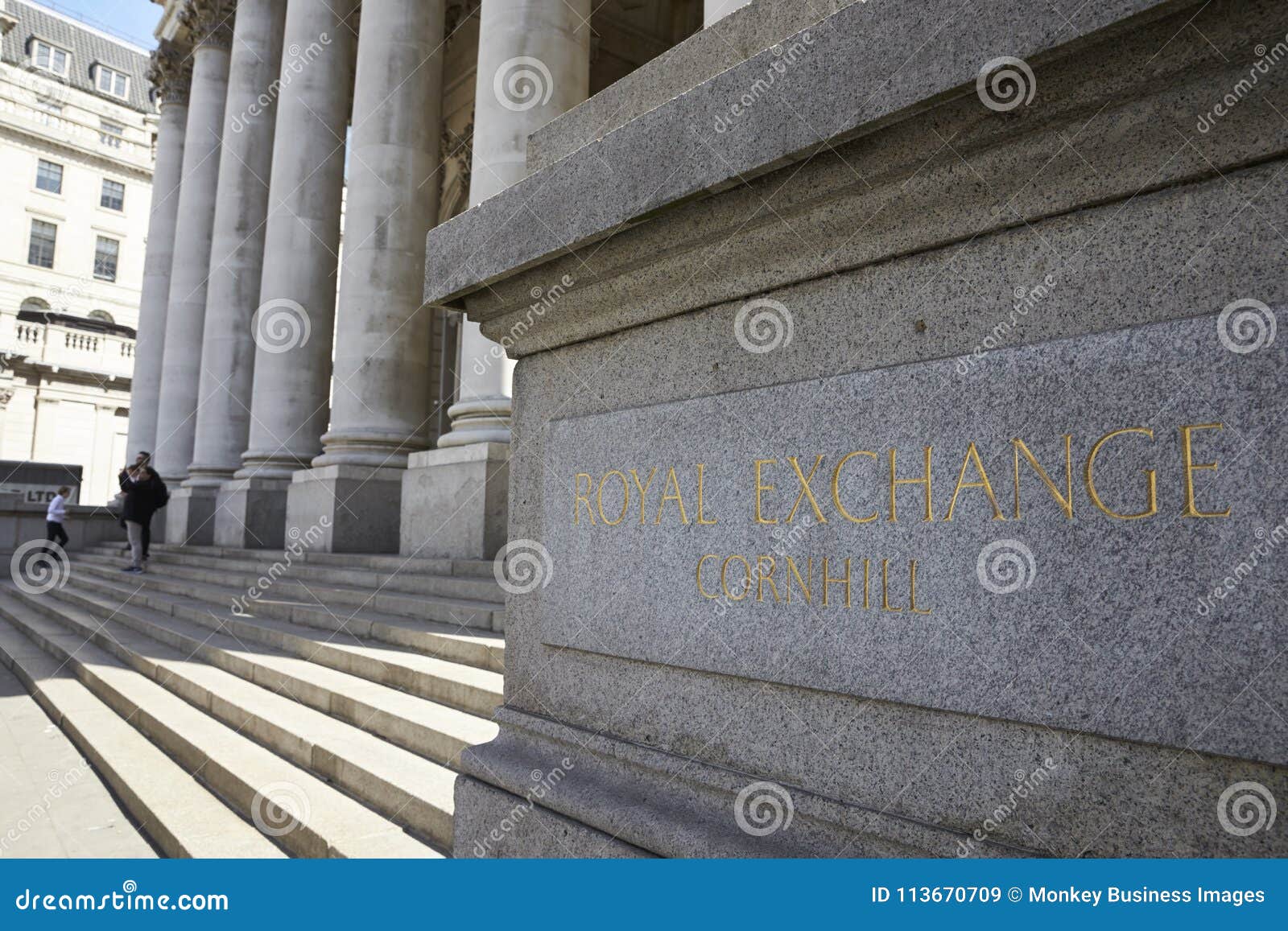 LONDON - MAY, 2017: Side on View of Steps Outside the Royal Exchange ...