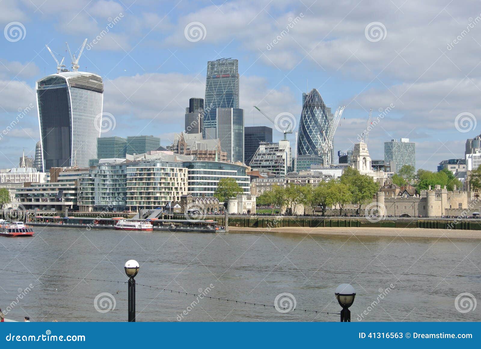 London Modern Buildings Across Thames River Stock Image - Image of ...
