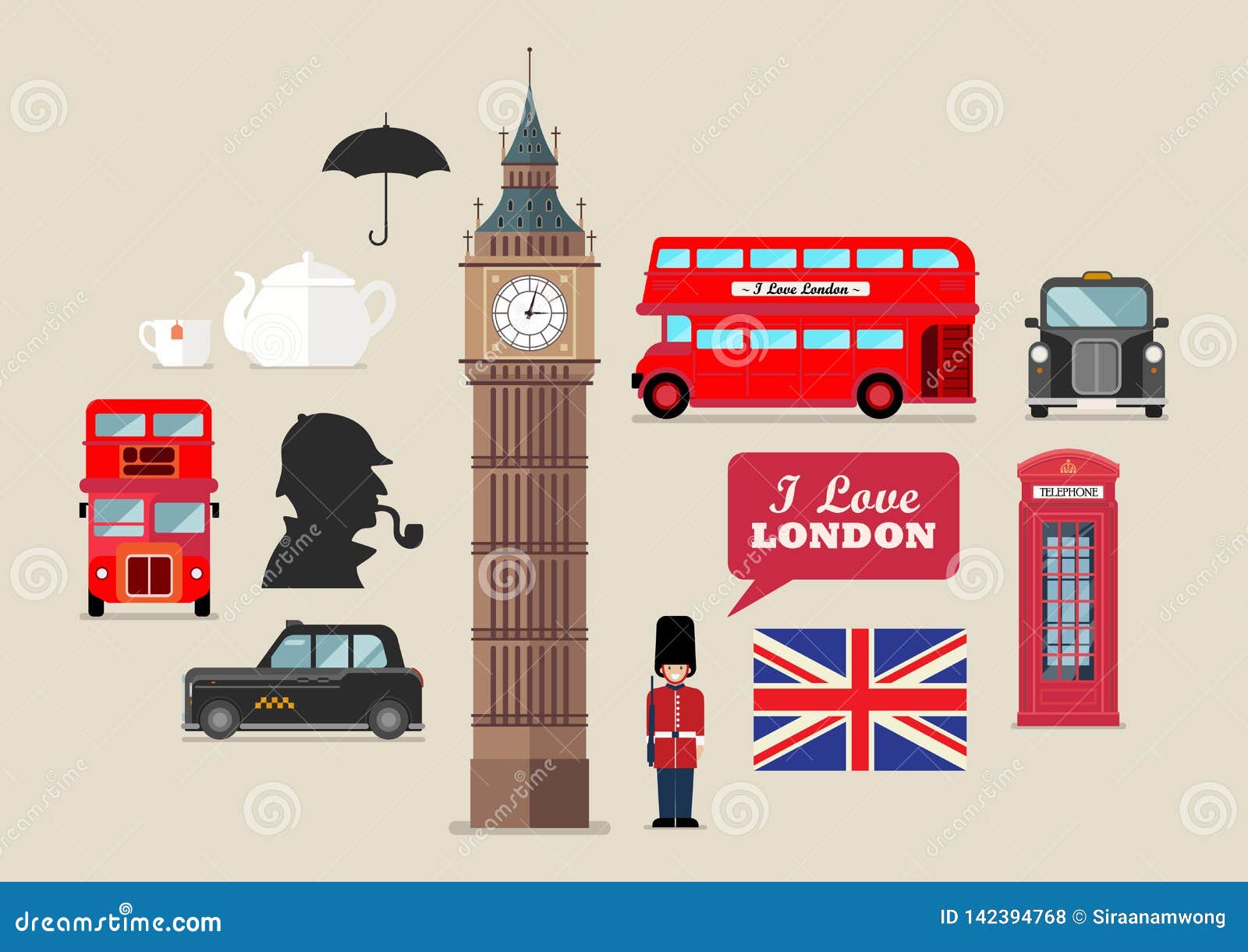 London National Symbols Vector Set Stock Vector - Illustration of ...