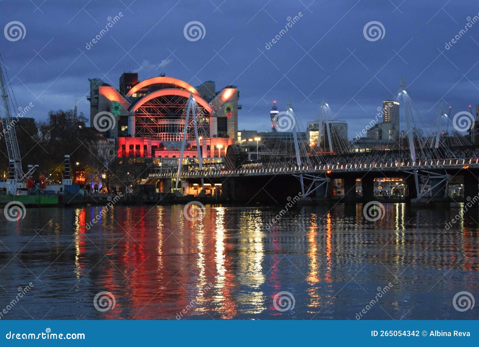 London at the Night , Christmas Illumination, River View. Stock Photo ...