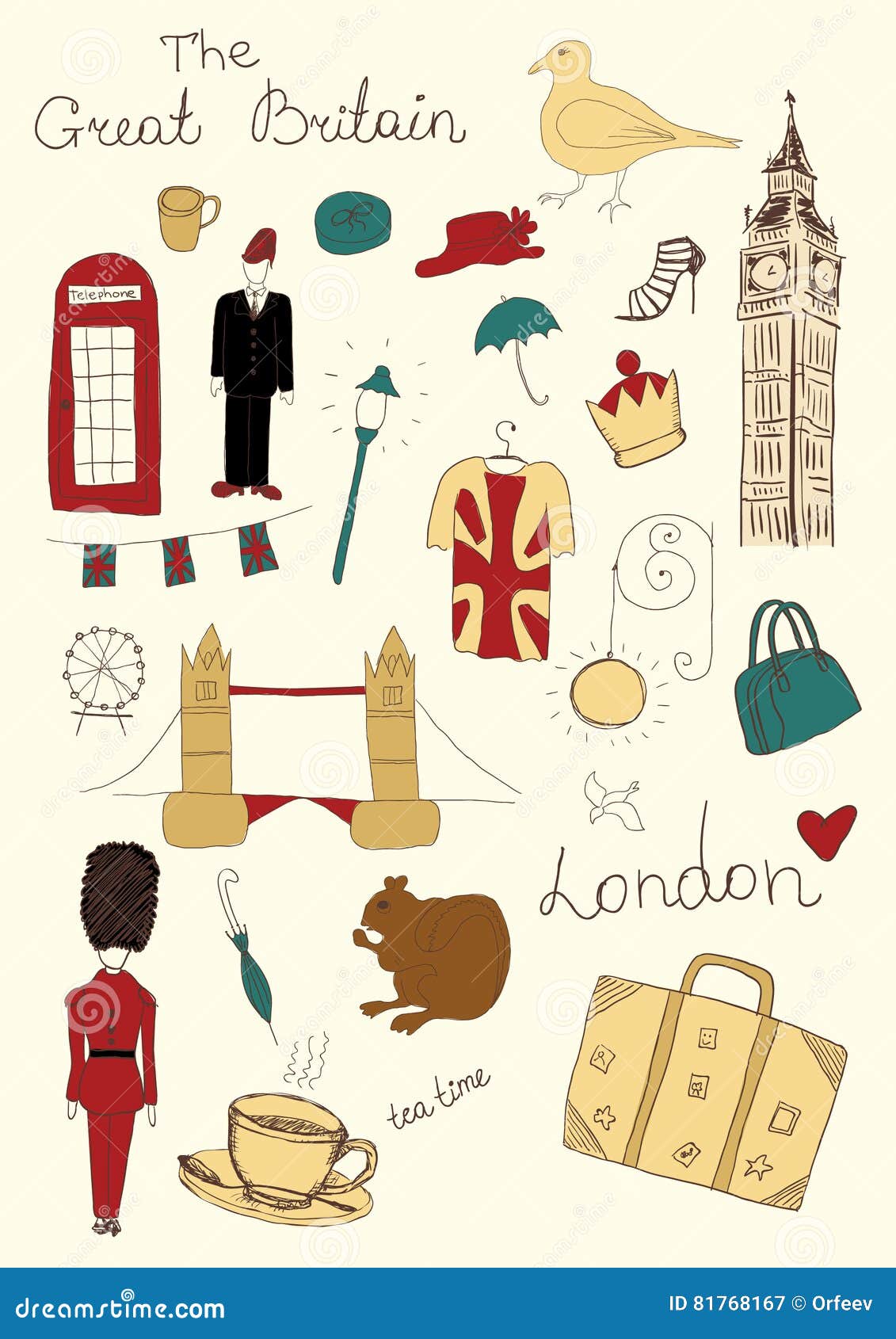 London objects stock vector. Illustration of bird, europe - 81768167