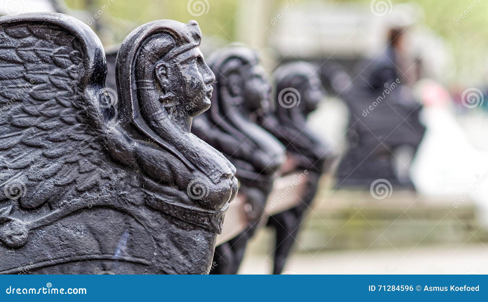 London Park bench Sphinx stock photo. Image of wings - 71284596