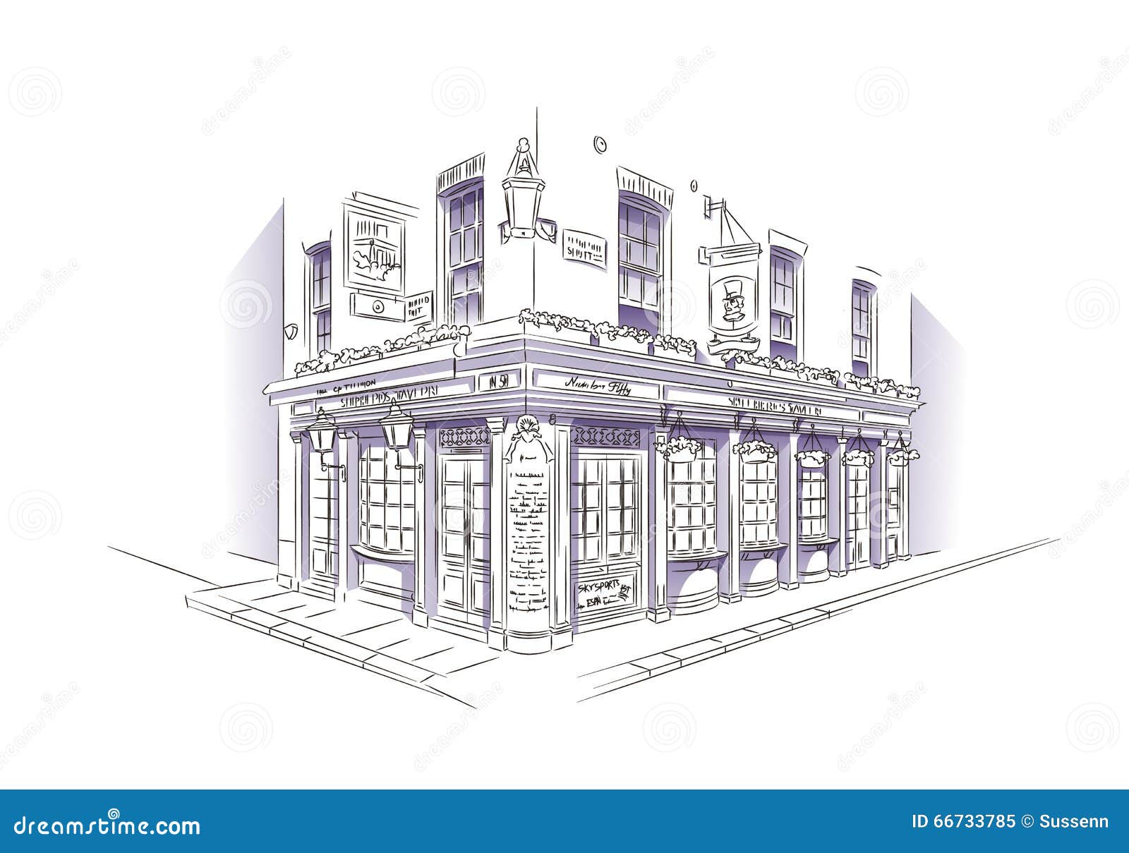 London Pub Sketch stock vector. Illustration of cityscape - 66733785