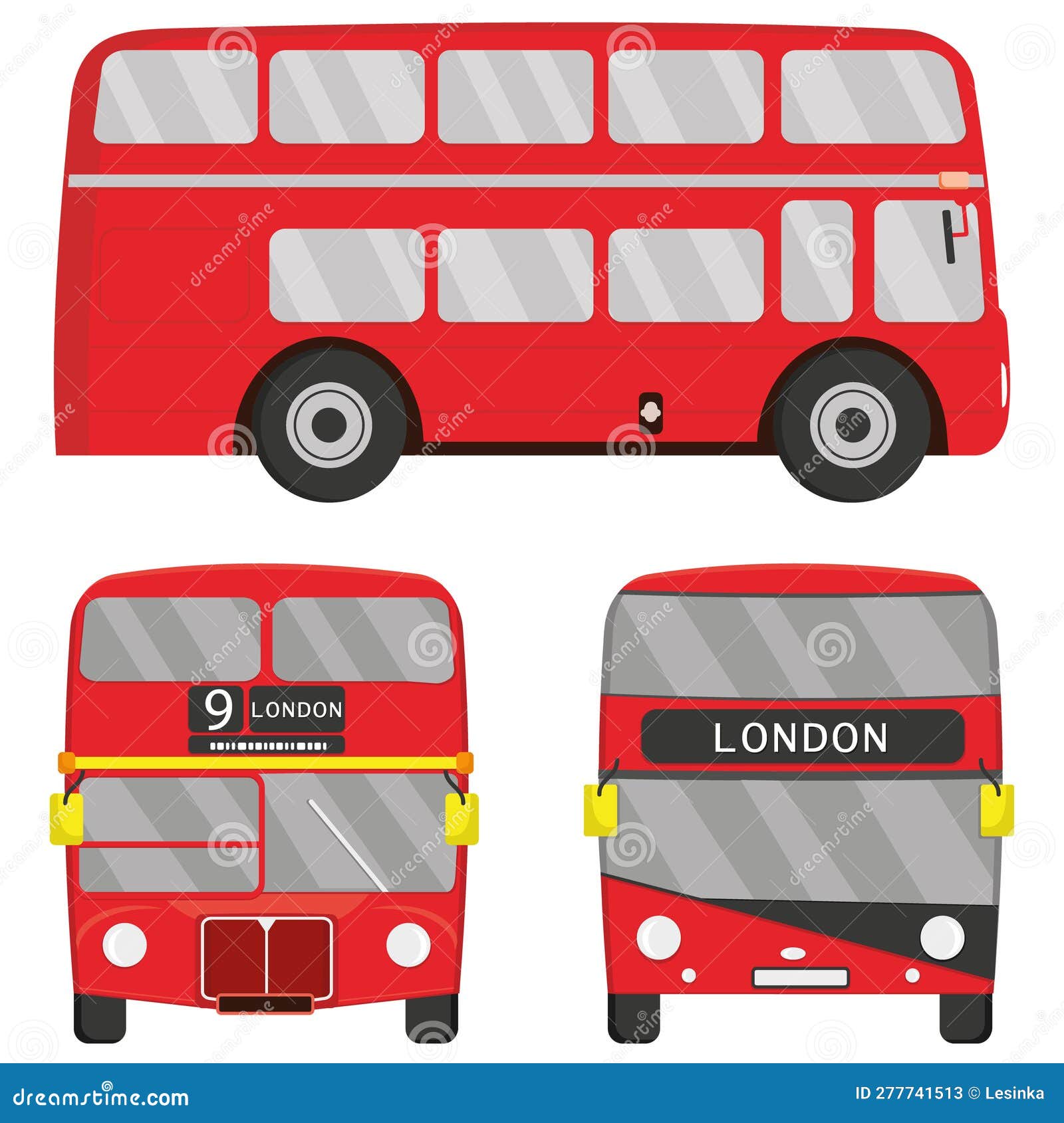 London Red Bus Vector Illustration Isolated on White Background Stock ...