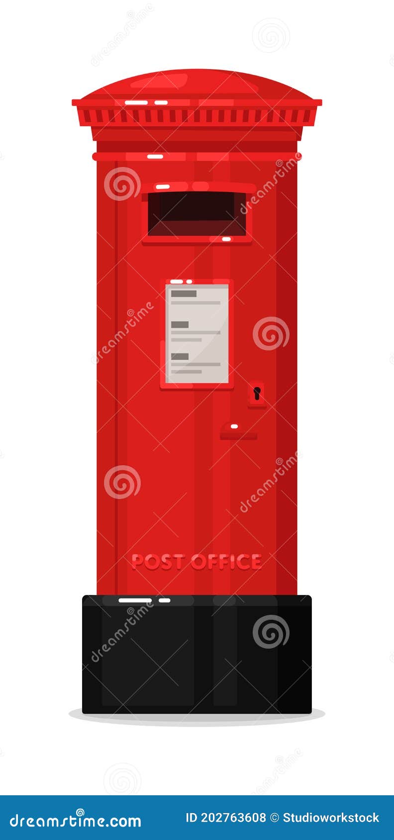 London Red Post Mailbox Isolated on White Background Stock Vector ...