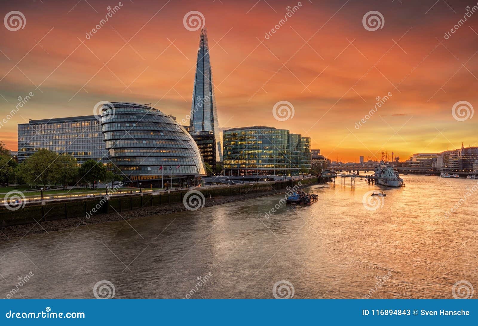 London and the River Thames during Sunset Time Stock Image - Image of ...