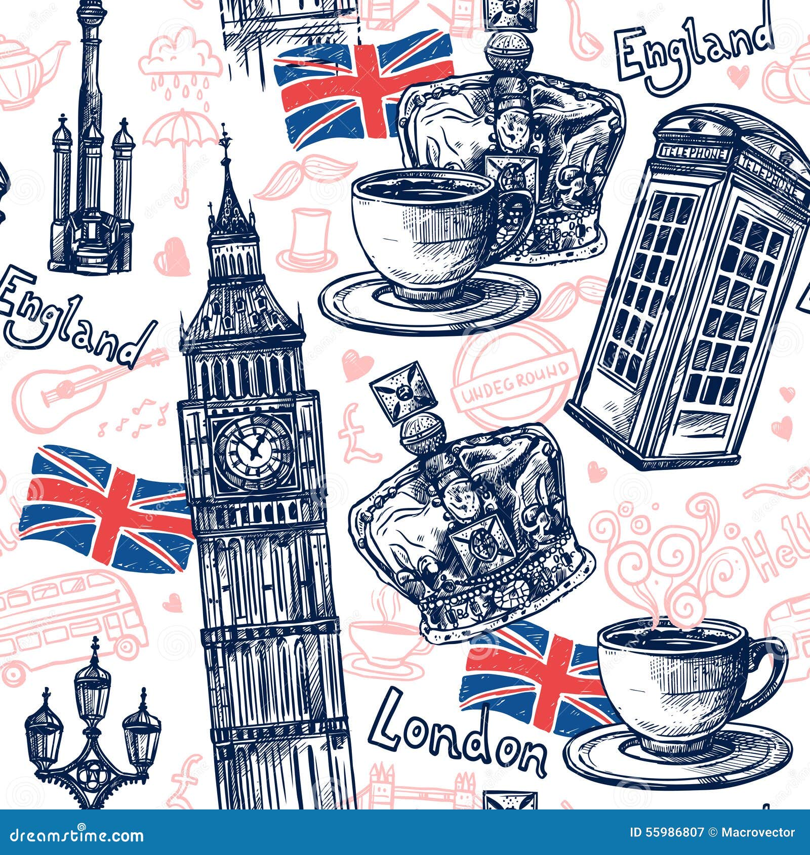 London Seamless Pattern stock vector. Illustration of booth - 55986807
