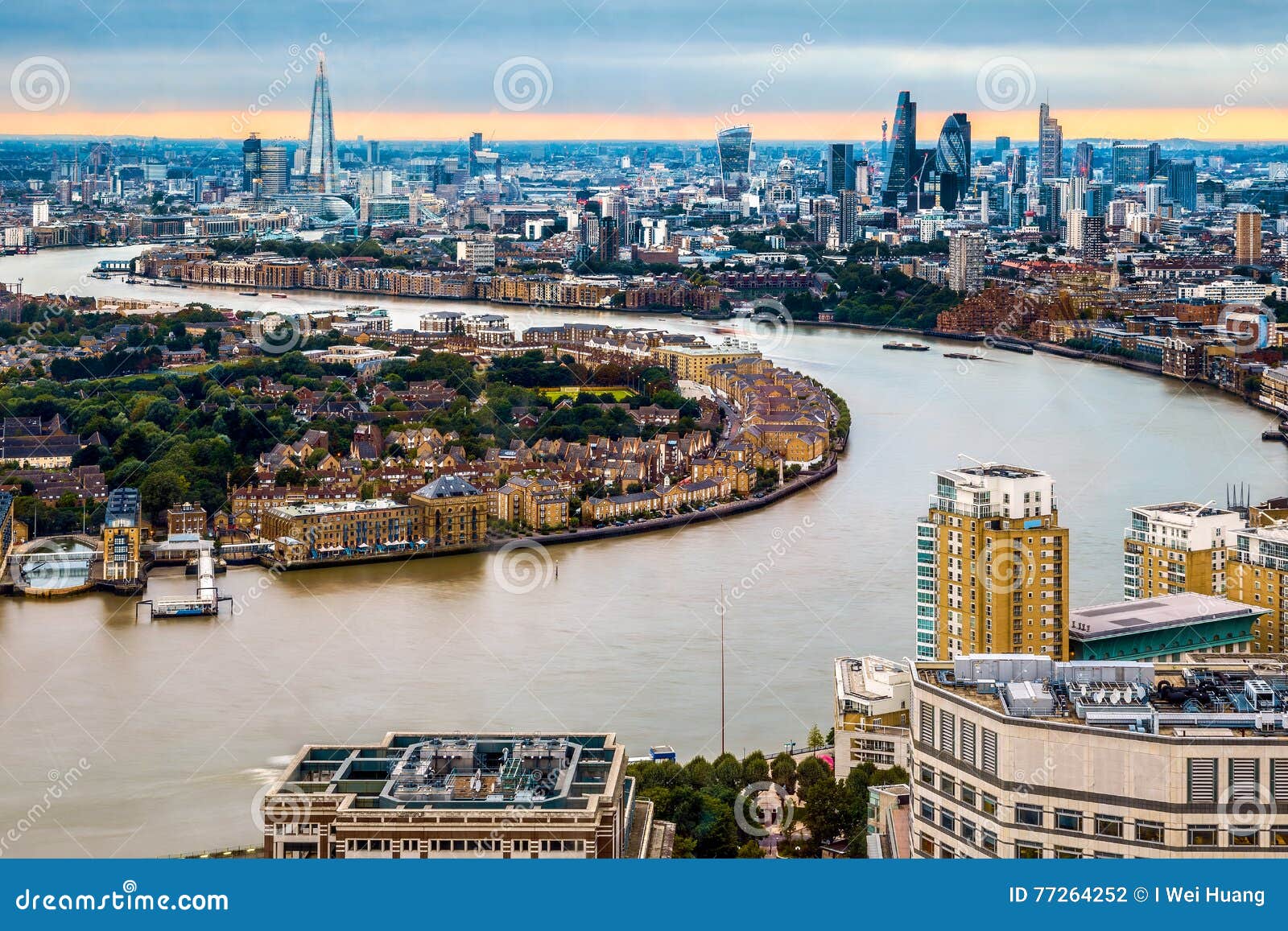 London Skyline, Aerial View with Landmarks Stock Photo - Image of city ...