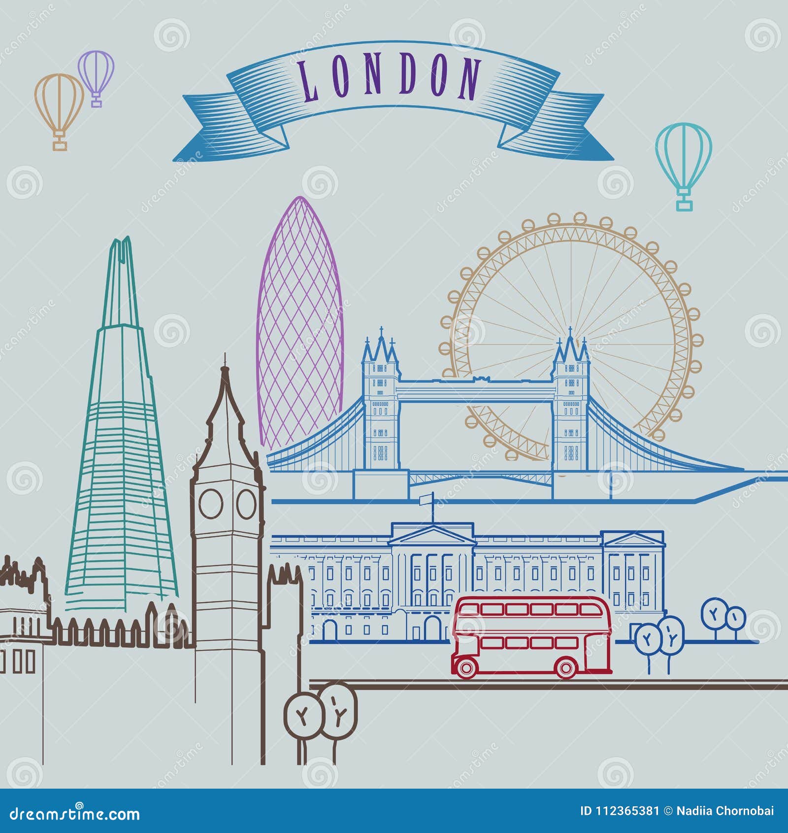 London Skyline. Background. Outline Graphic. Illustration. Editorial ...
