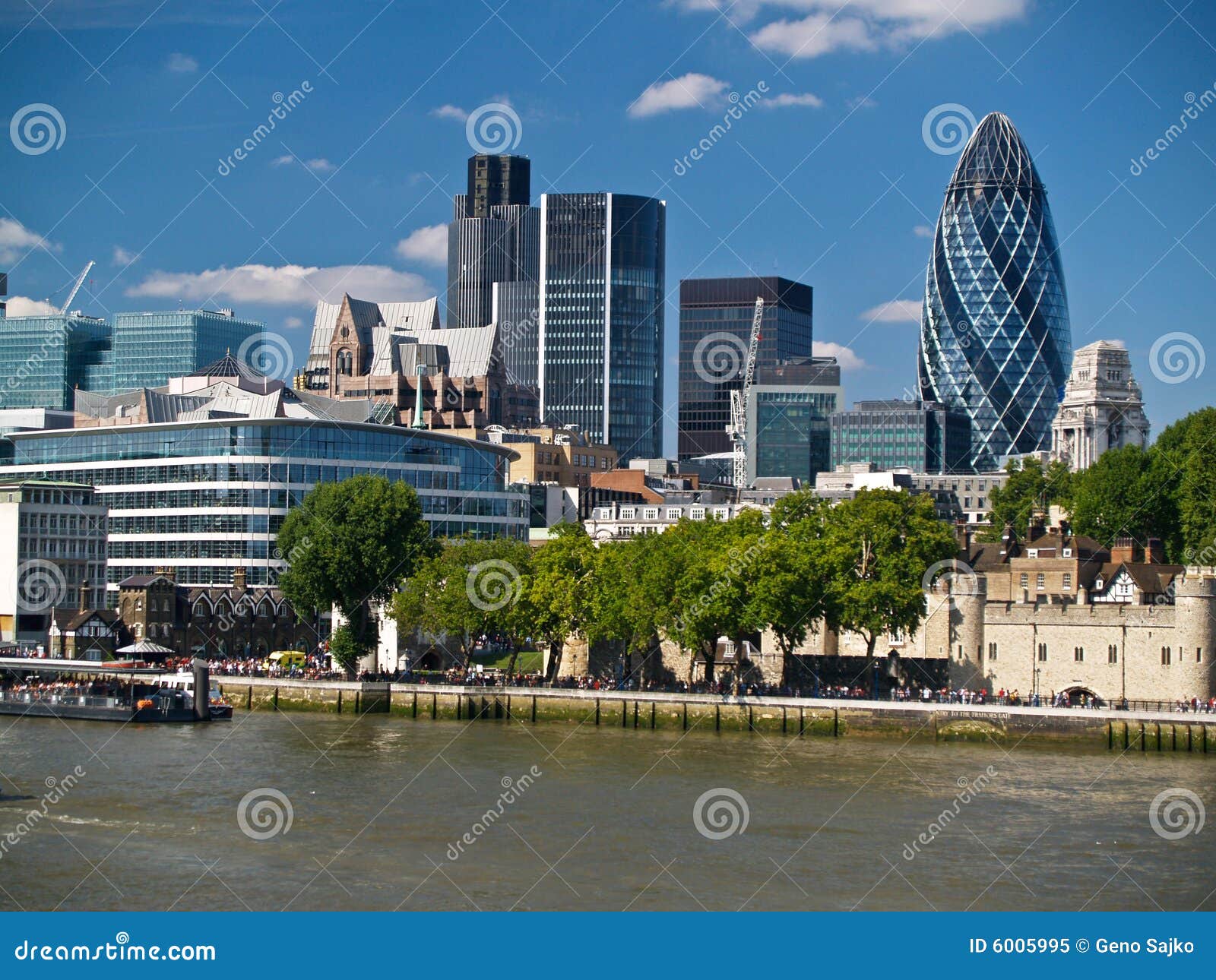 London Skyline Behind the Thames Stock Image - Image of skyline, thames ...