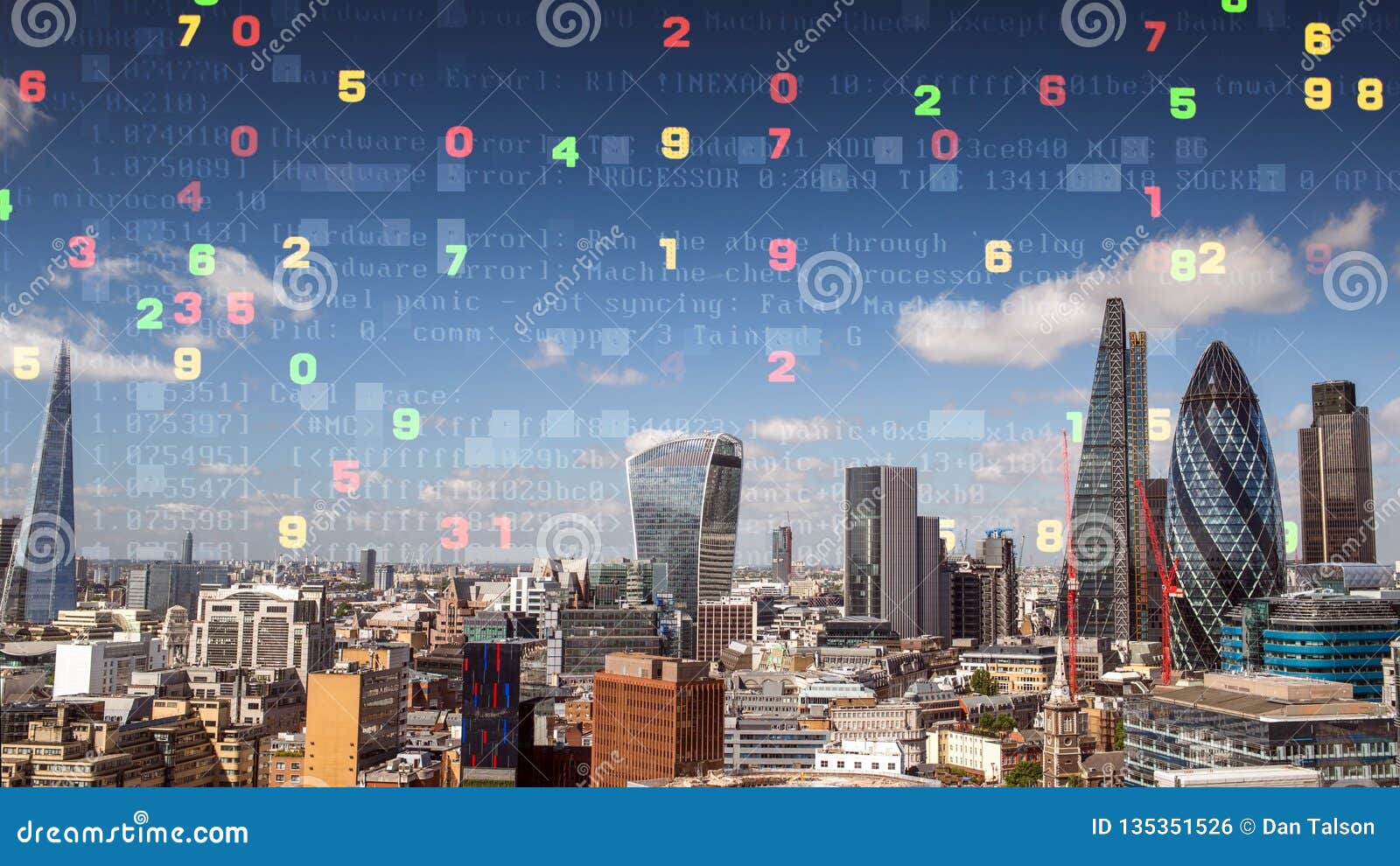London Skyline and Data Code Stock Photo - Image of cyber, interface ...
