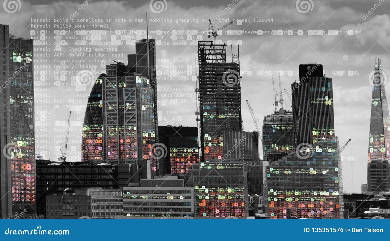 London Skyline and Data Code Stock Photo - Image of financial, numbers ...