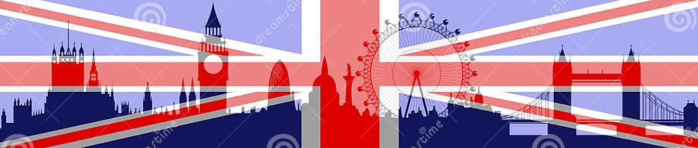 London Skyline with Flag - Vector Editorial Stock Photo - Illustration ...