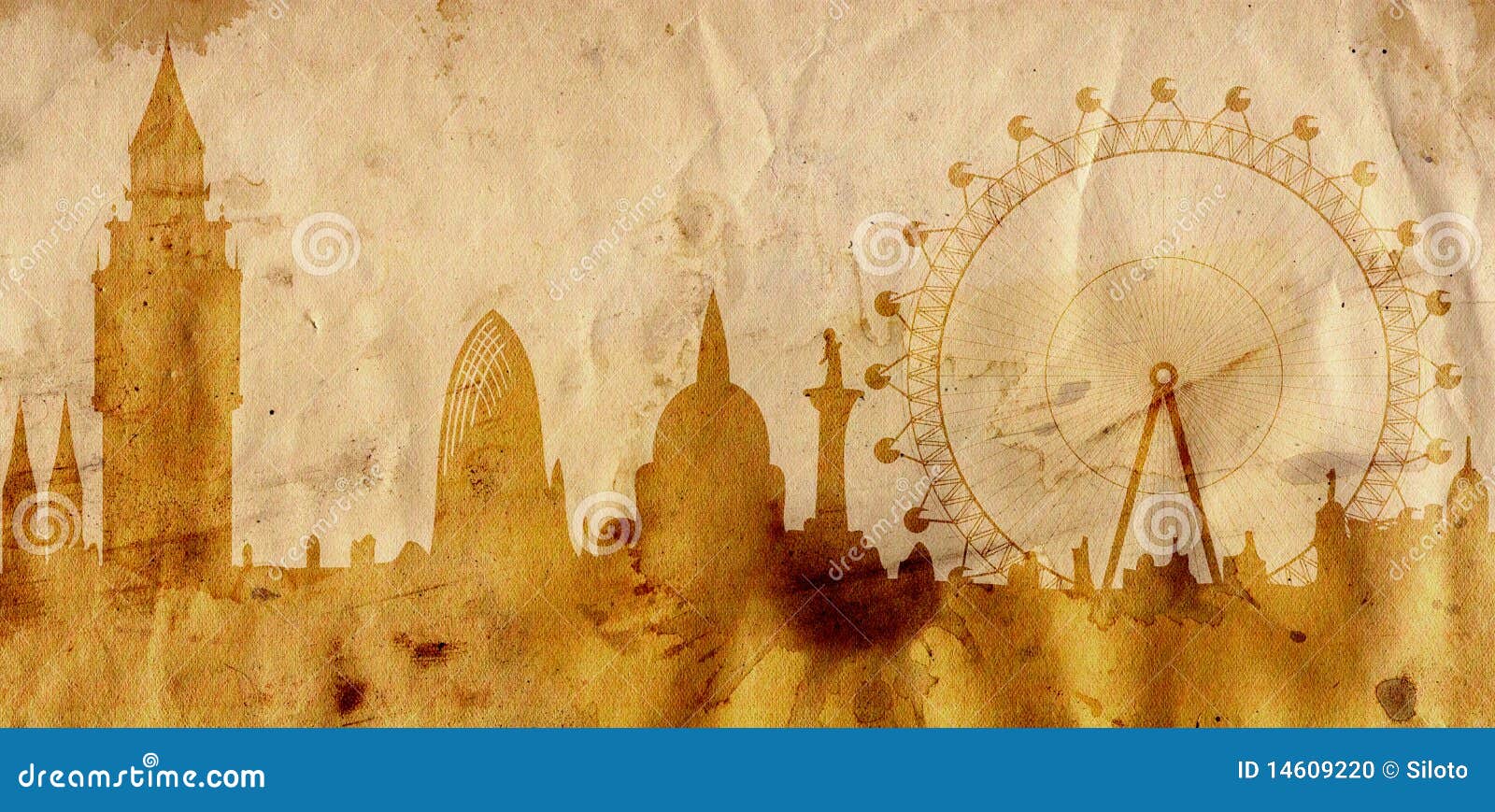 London Skyline in Grunge Style Editorial Image - Illustration of grunge ...