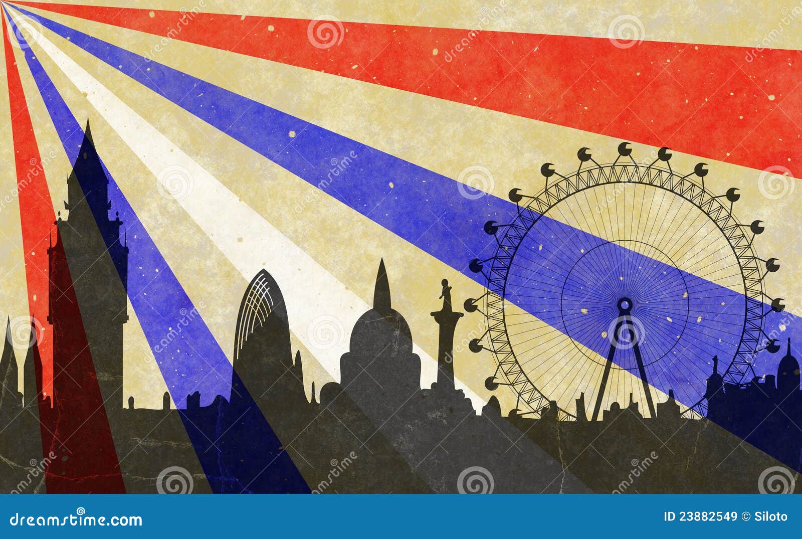 London Skyline in Grunge Style Stock Illustration - Illustration of ...