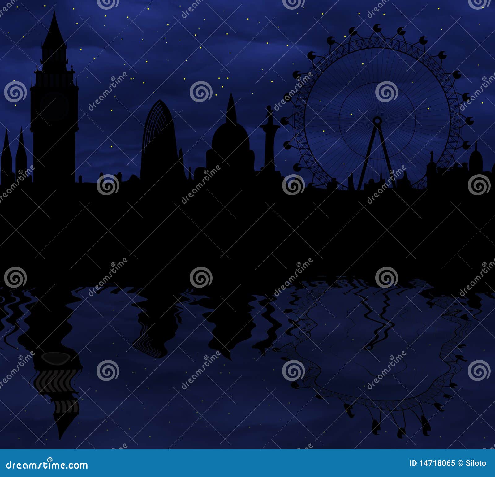 London skyline at night editorial image. Illustration of london - 14718065