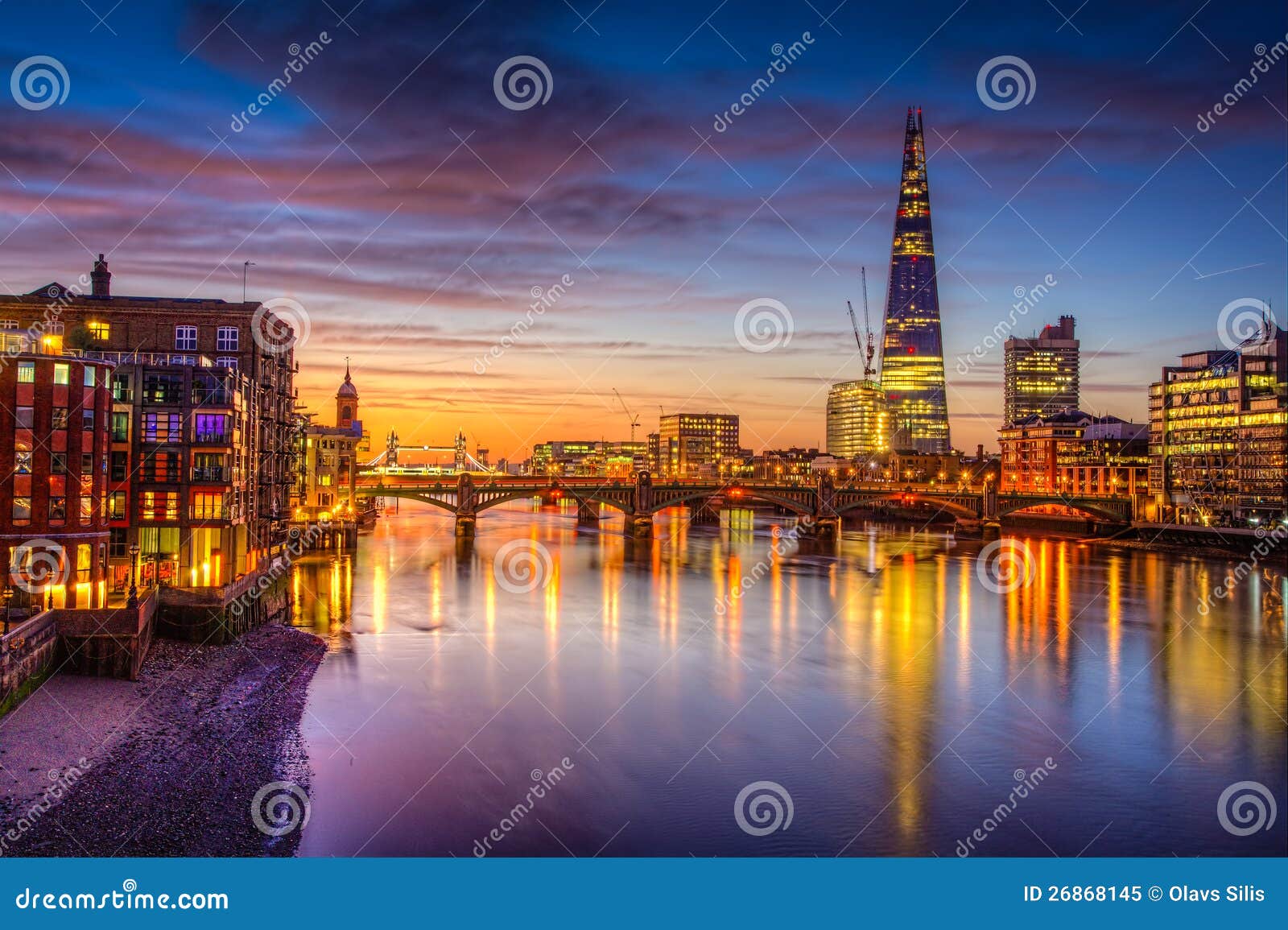 London Skyline by night stock image. Image of riverfront - 26868145