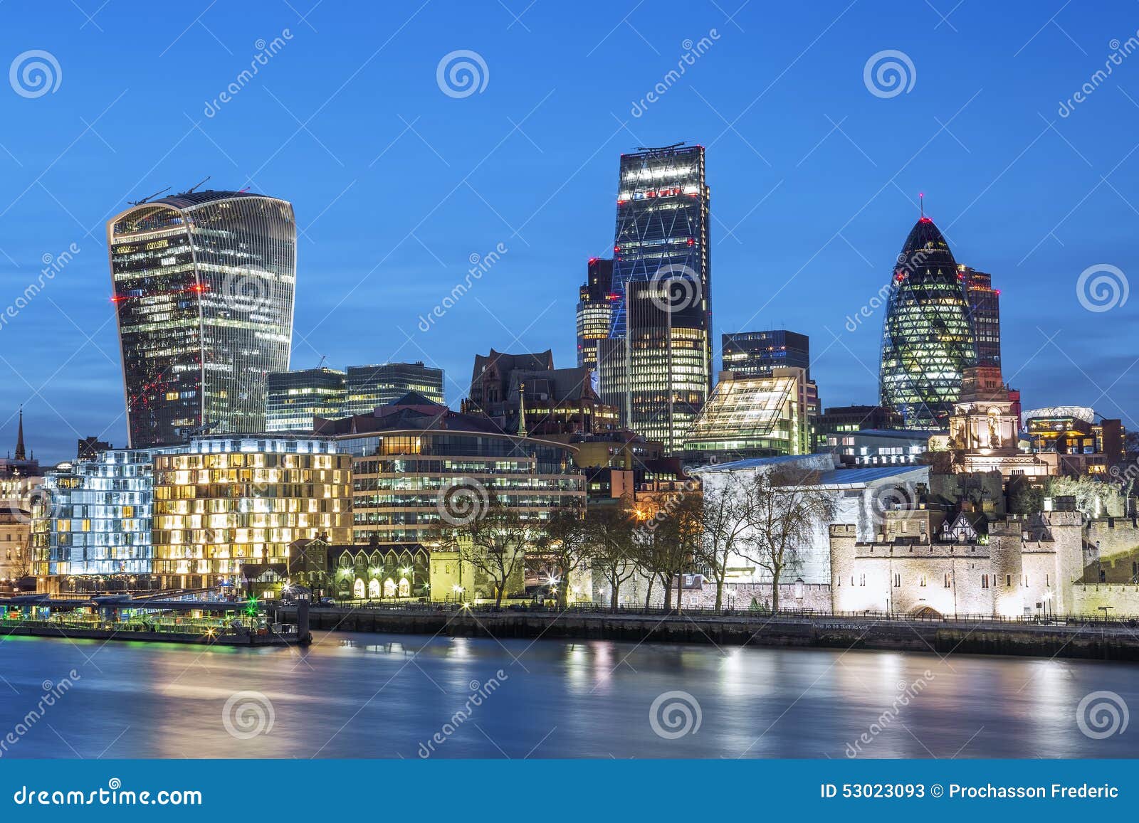 London Skyline at Night stock image. Image of finance - 53023093