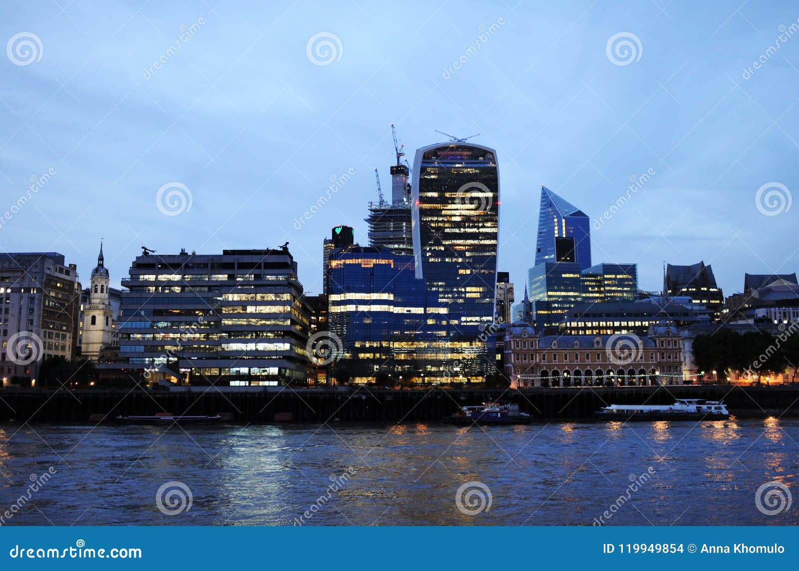 London skyline at night stock photo. Image of river - 119949854