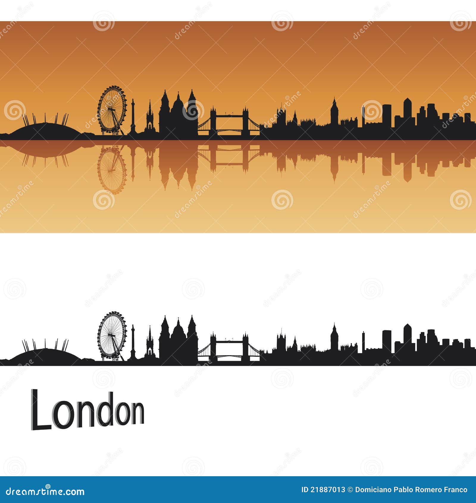 London Skyline in Orange Background Stock Vector - Illustration of city ...