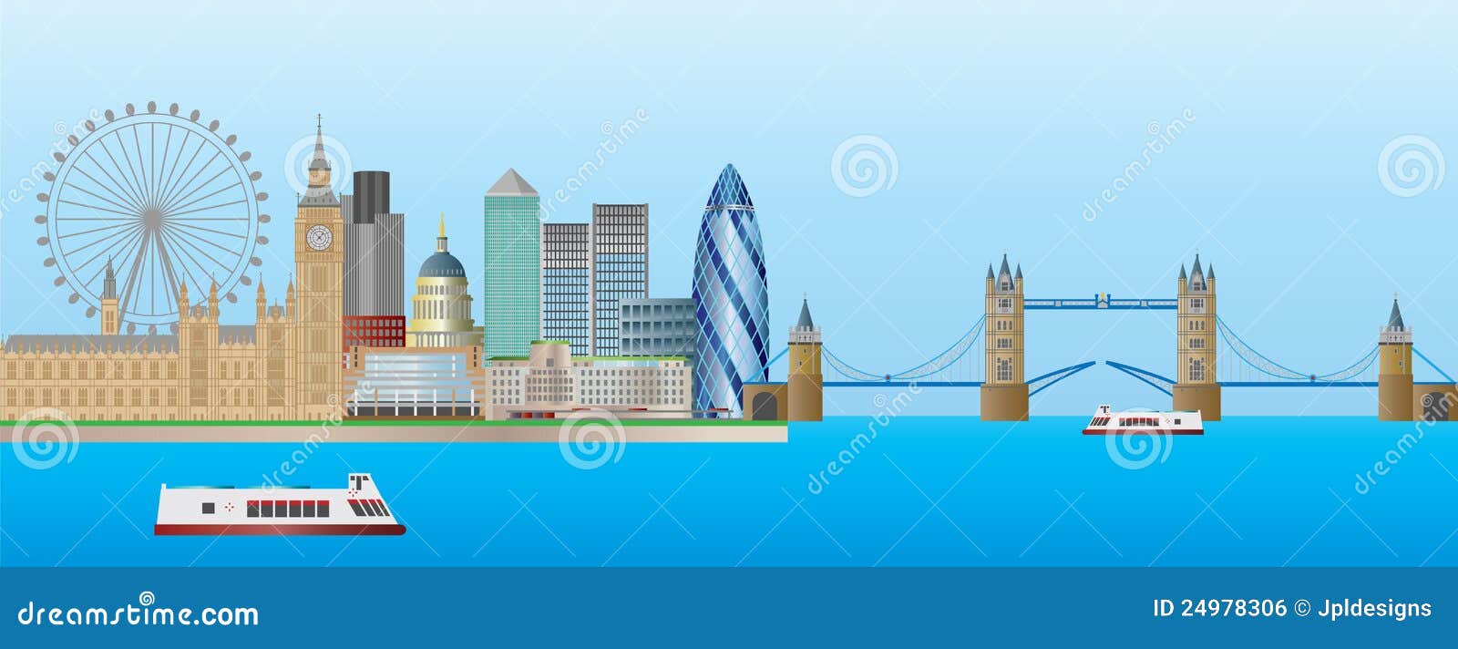 London Skyline Panorama Illustration Stock Vector - Illustration of ...